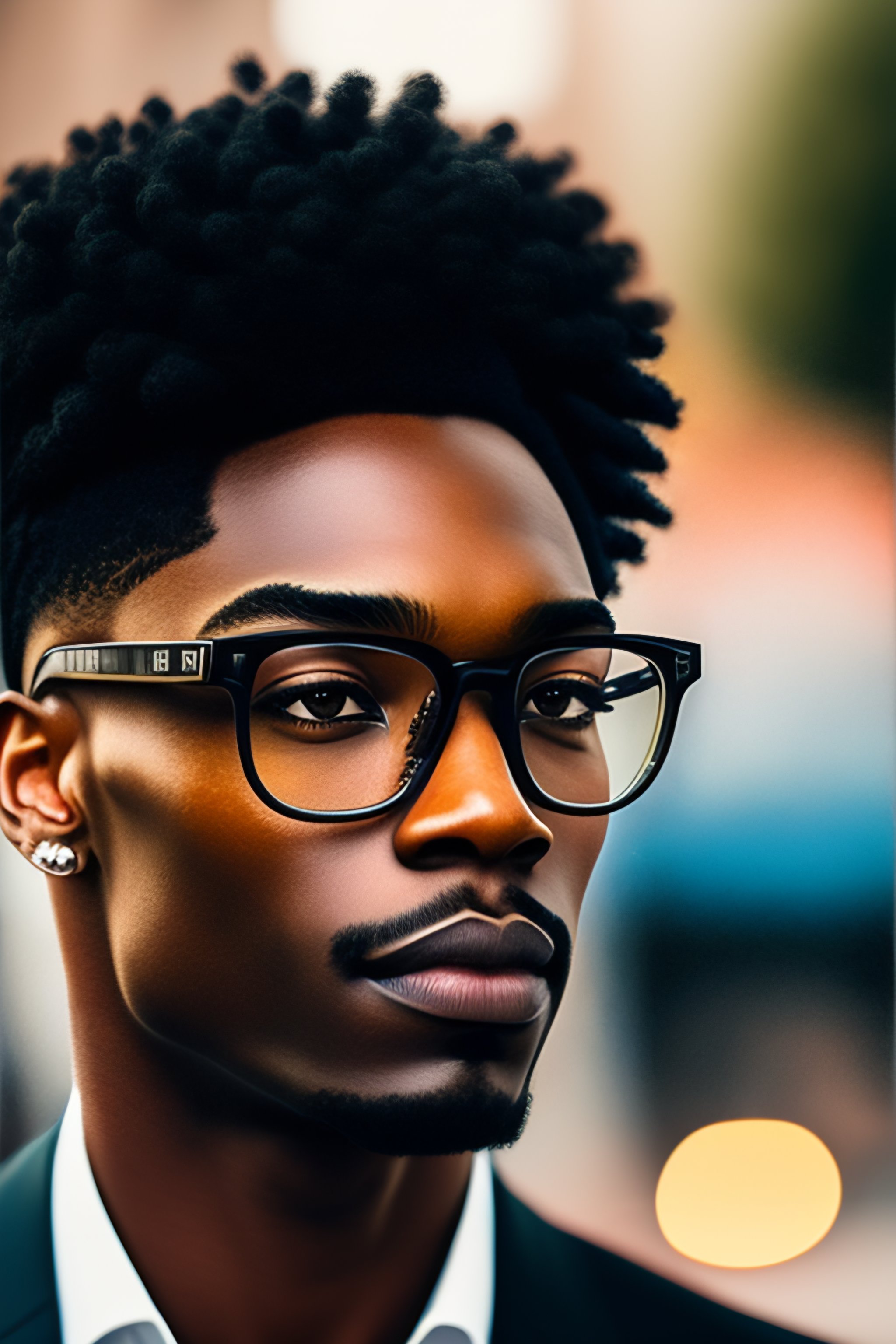 Lexica - Manga black man, eyeglasses curly hair