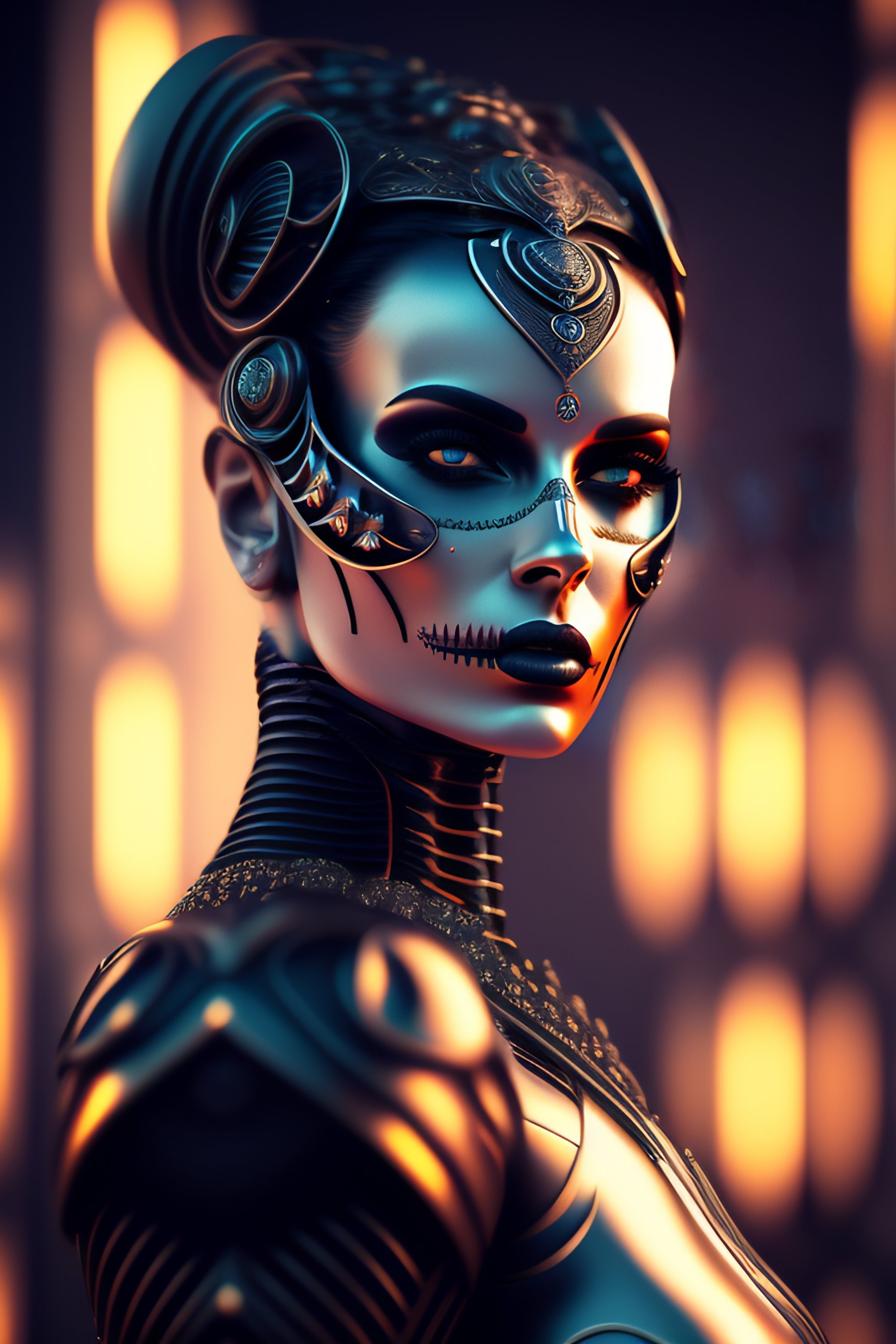 Lexica - Ultra detailed side portrait of female android, beautiful ...