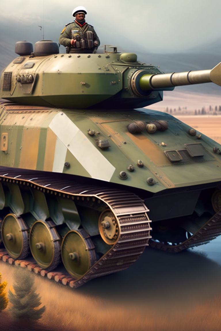 Lexica - A sovietic tank driven by a fat, dark skin kid in a war