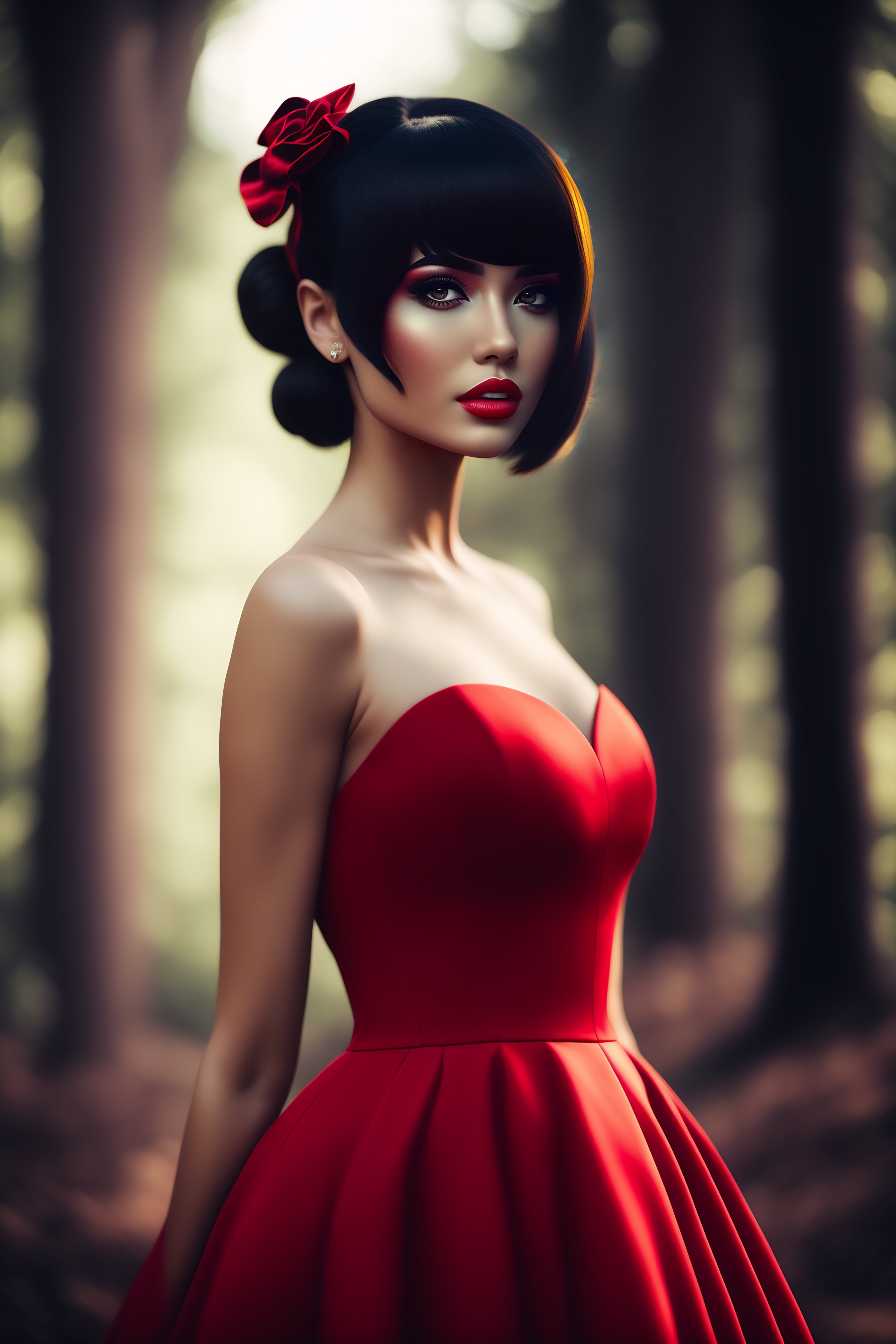 Lexica - ((masterpiece)), girl,red dress,short hair,summer, twintails:1 ...