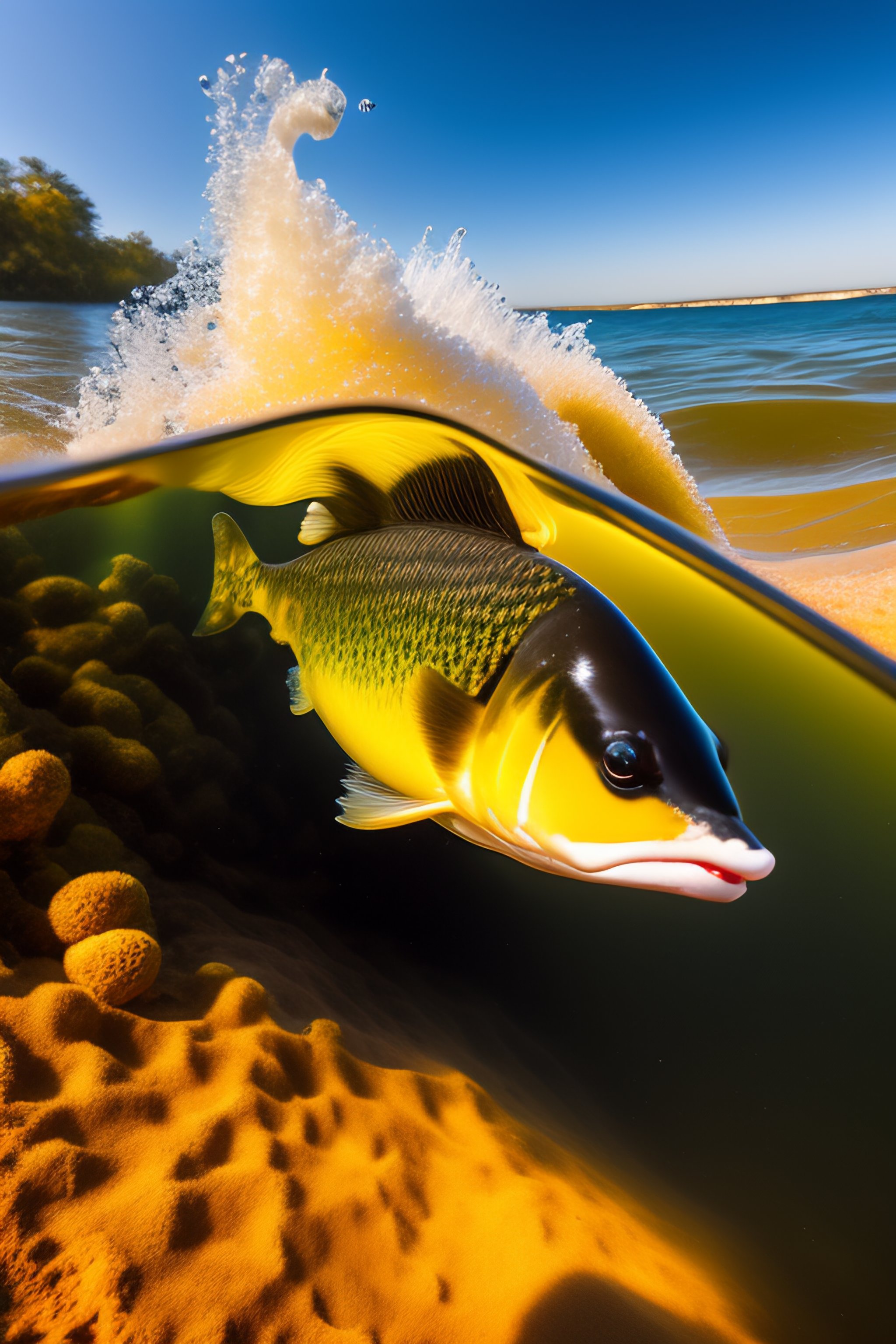 Lexica - Photo of a black bass eating a sandy colored pomeranian spitz ...
