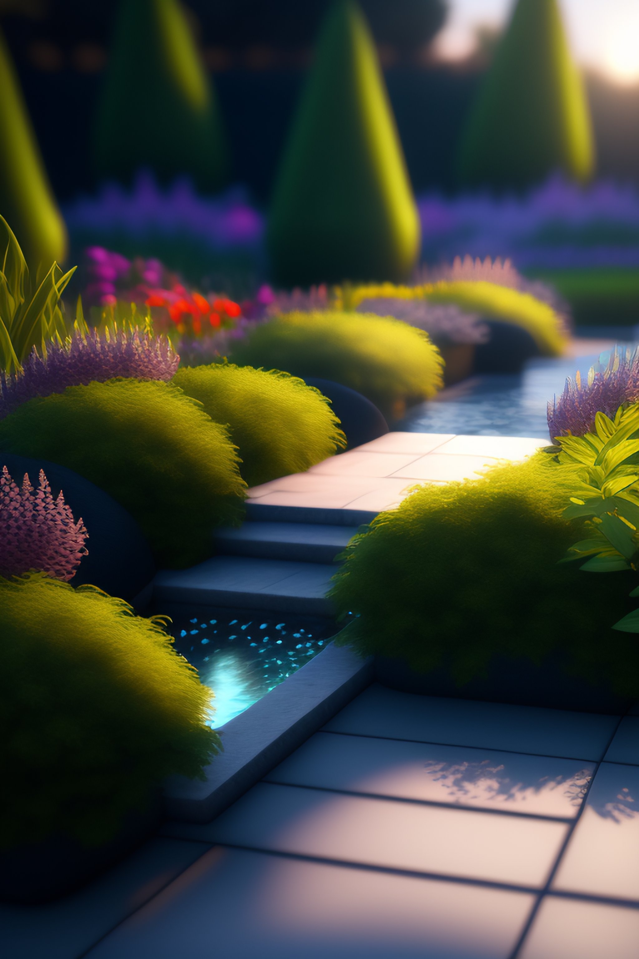 Lexica - Unreal engine rendered 3d garden