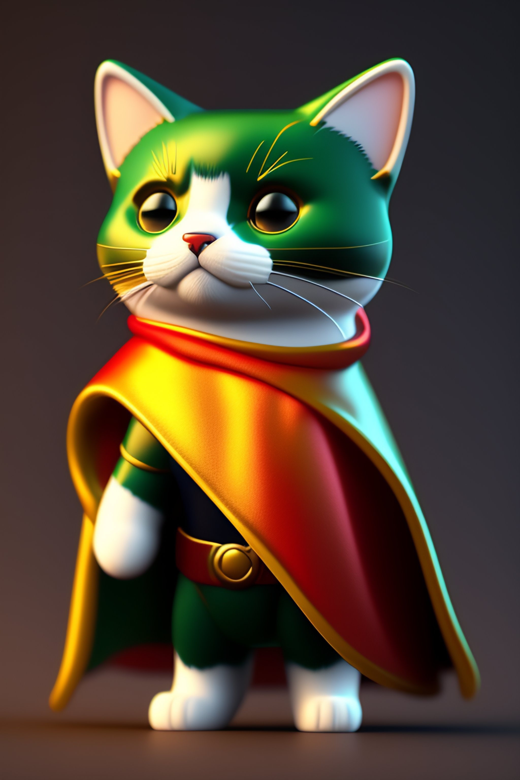 Lexica - 3d render of funko pop cat wearing a superhero cape, happy new ...