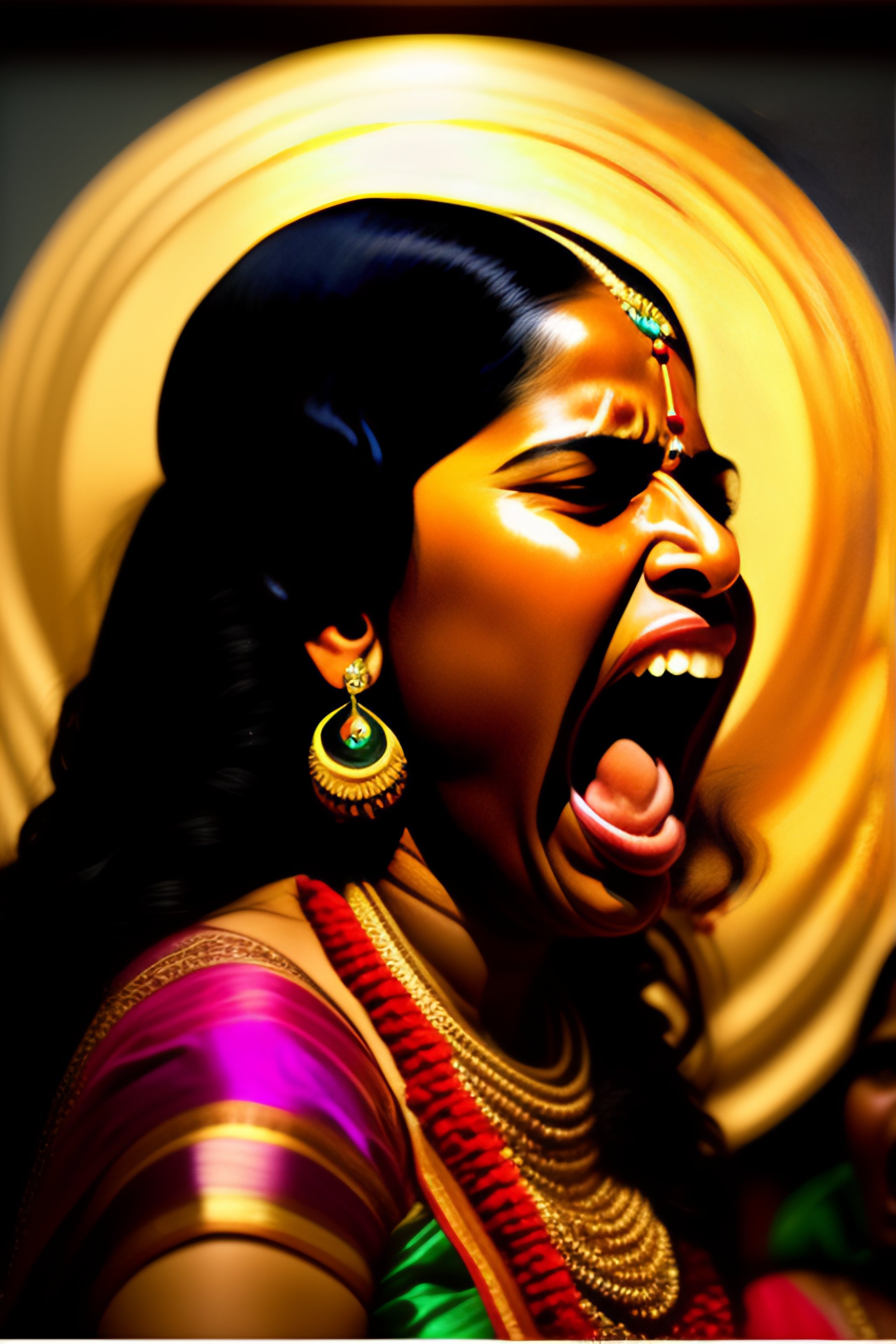 Lexica - Portrait of an indian woman screaming, crying