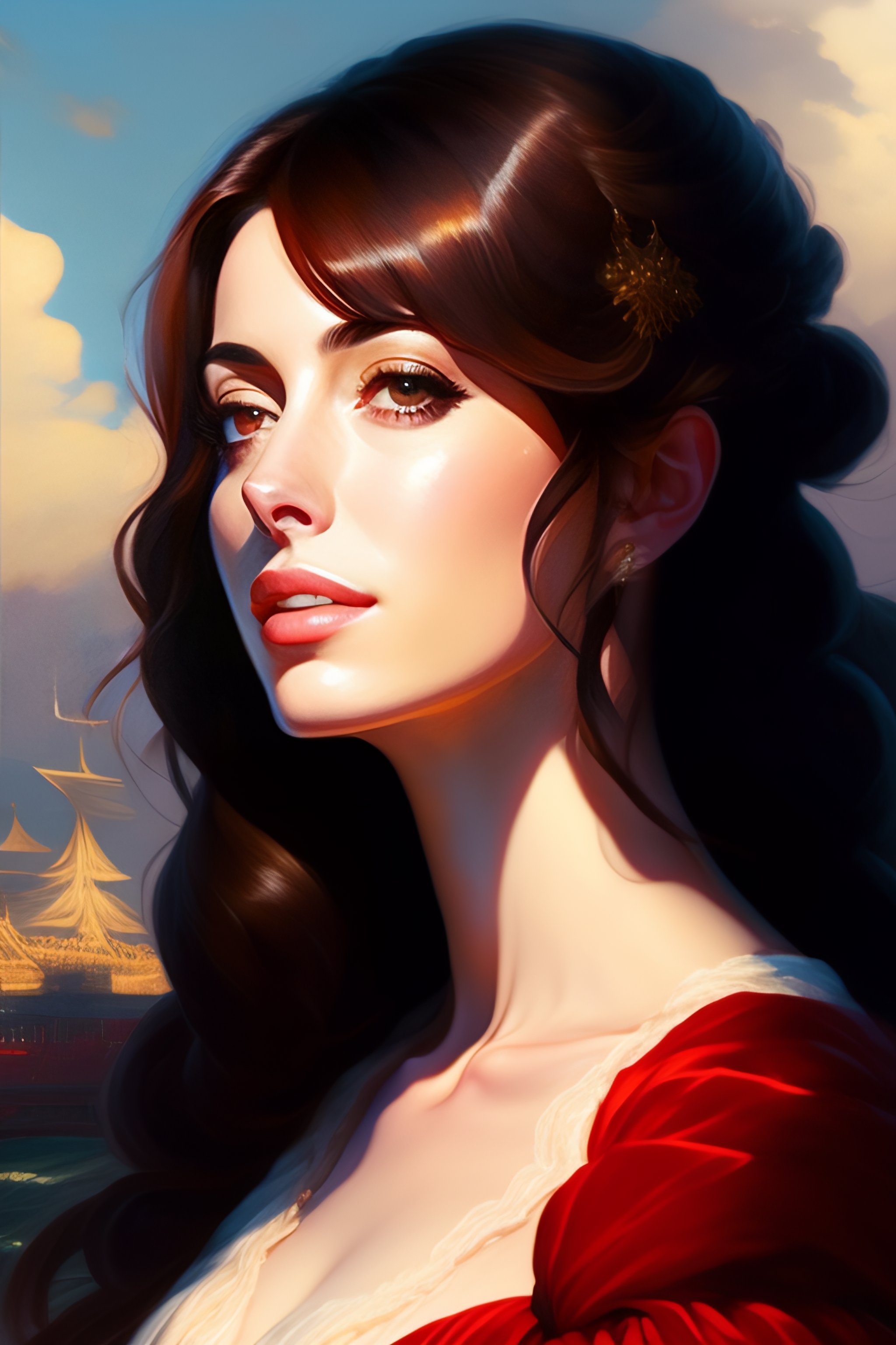 Lexica - Anne Hathaway, American actress, baroque oil painting anime ...