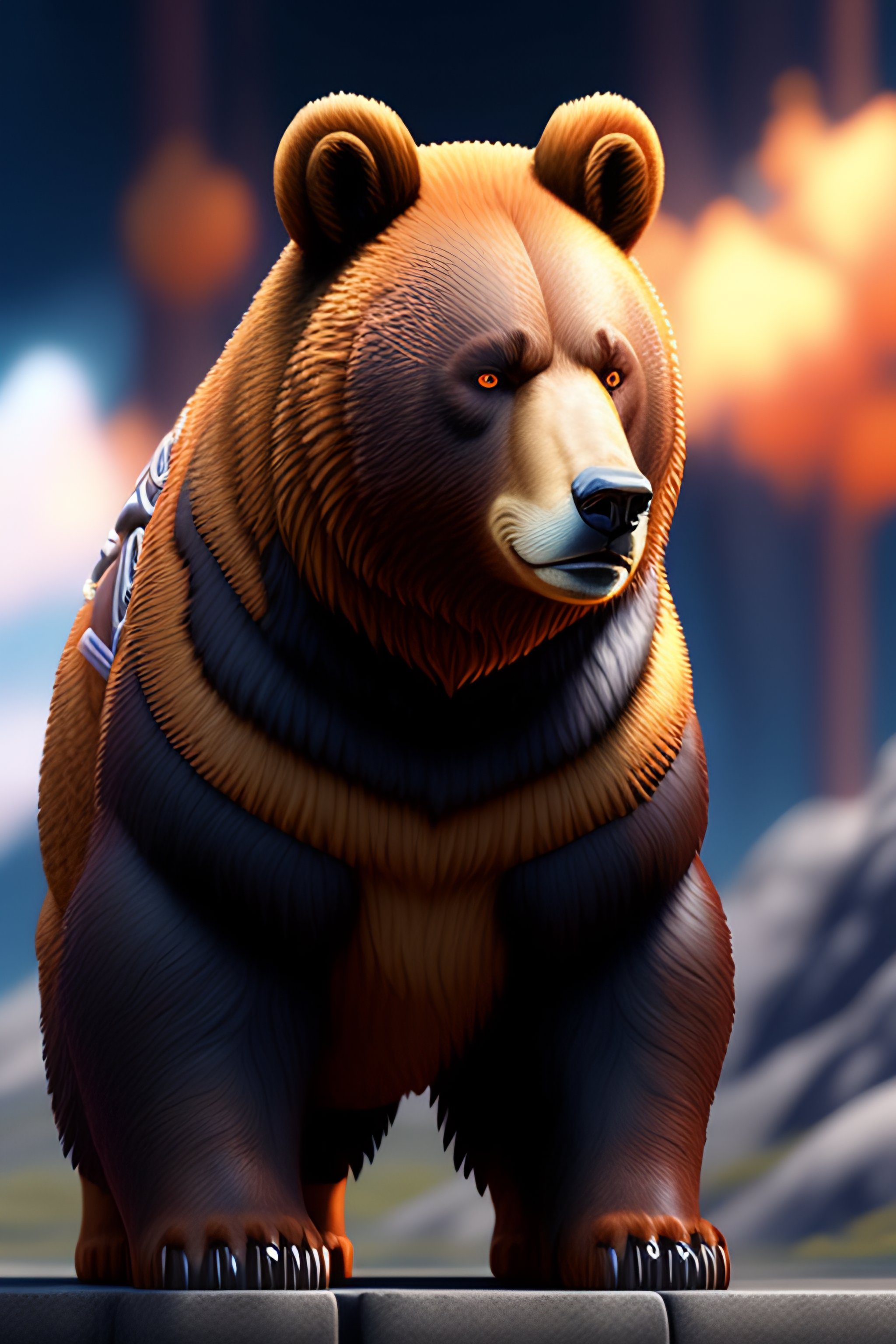 Lexica - Angry Bear, realistic, detailed, clothes of Naruto style,The ...