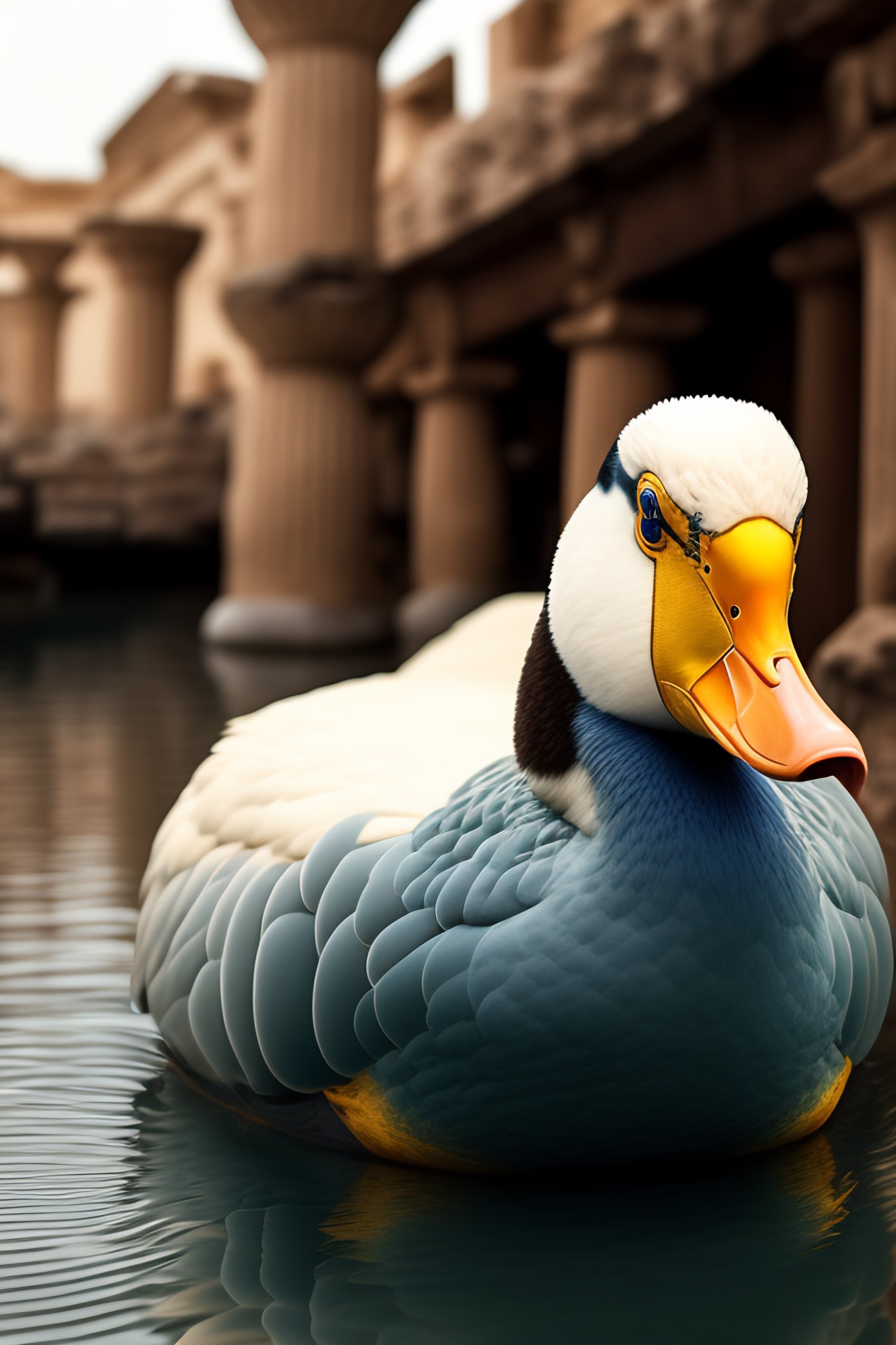 Lexica - Angry man fighting life-sized ducks in ancient greece