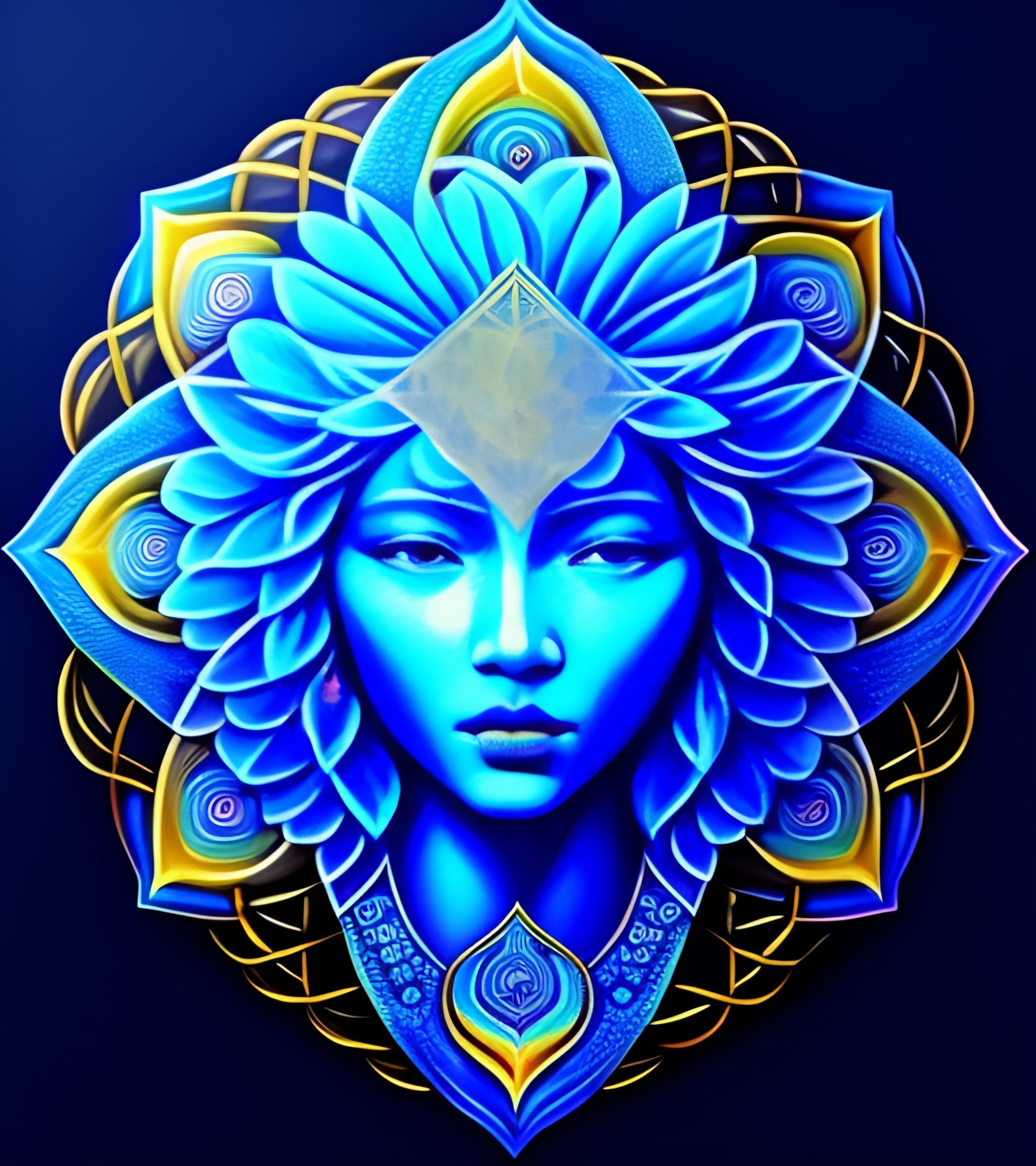 Lexica - 2d blue avatar humanoid drawing psychedelic, 2d flat, mandala ...