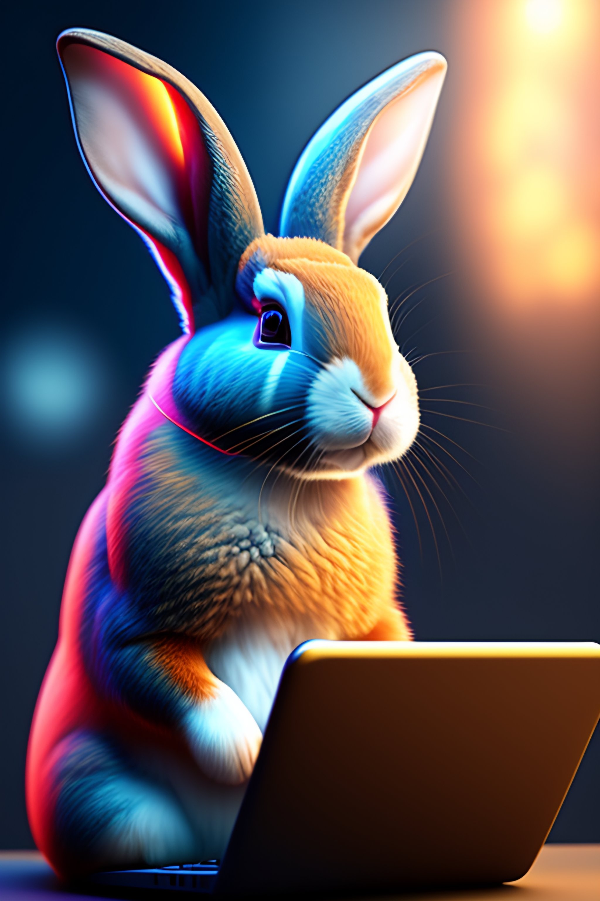 Lexica - Animated rabbit,gamer rabbit logging into your account on your ...