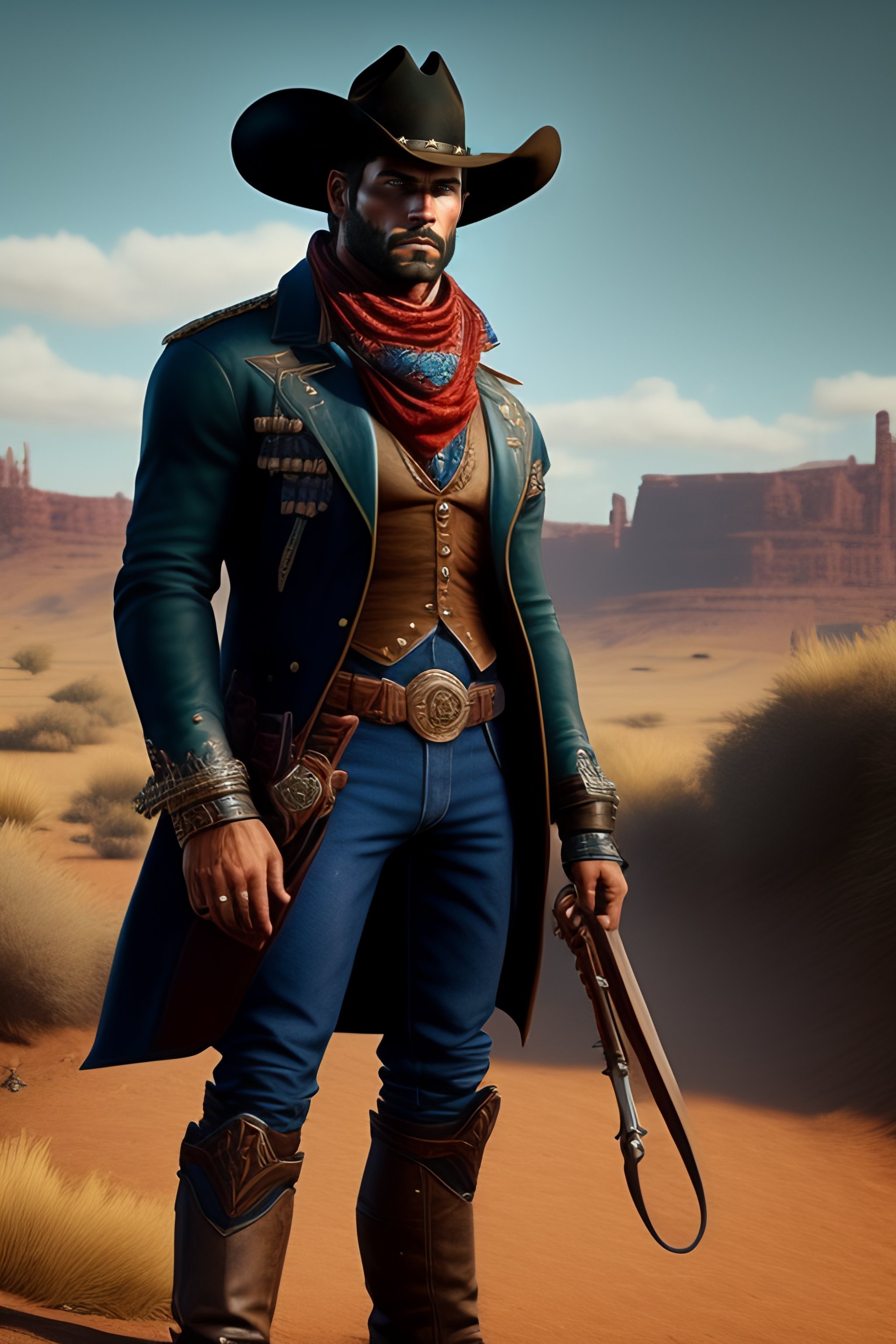 Lexica - Hardcore cowboy with robot hands and a touch of Arthur Morgan