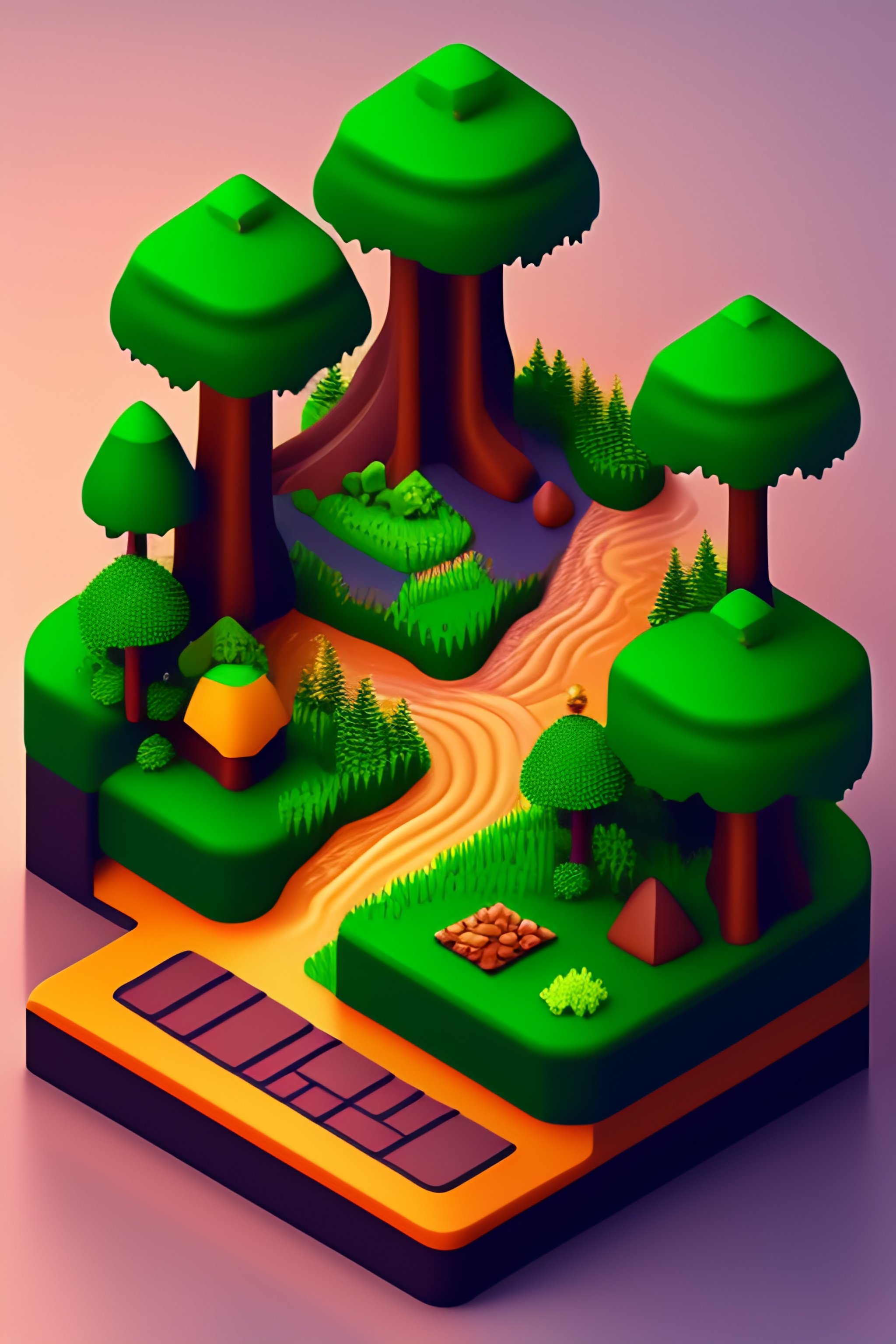 Lexica - Detailed isometric forest with river, pixel art, c4d, full ...