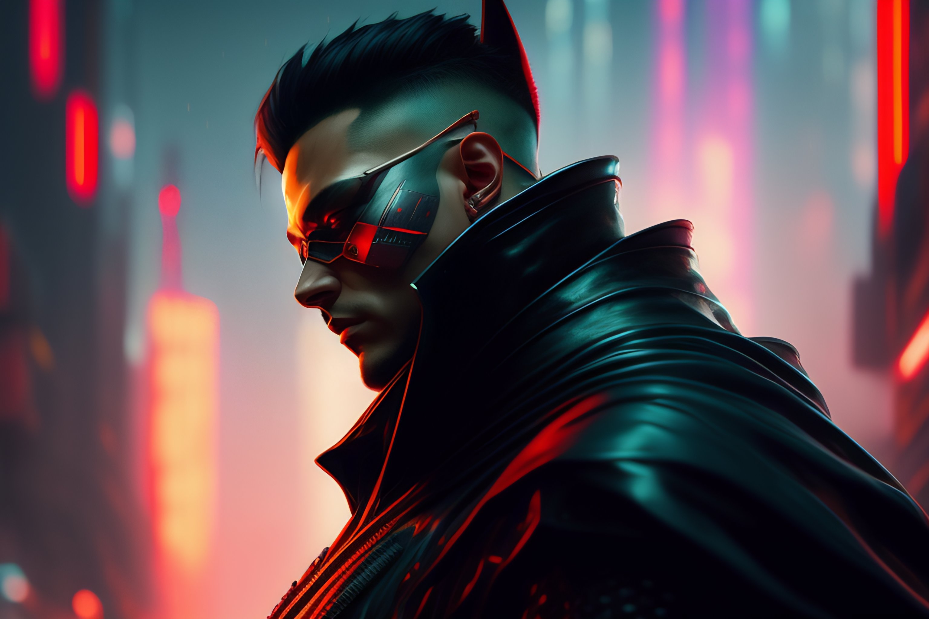 Lexica - Cyberpunk batman, red symbol, futuristic, brush strokes ...