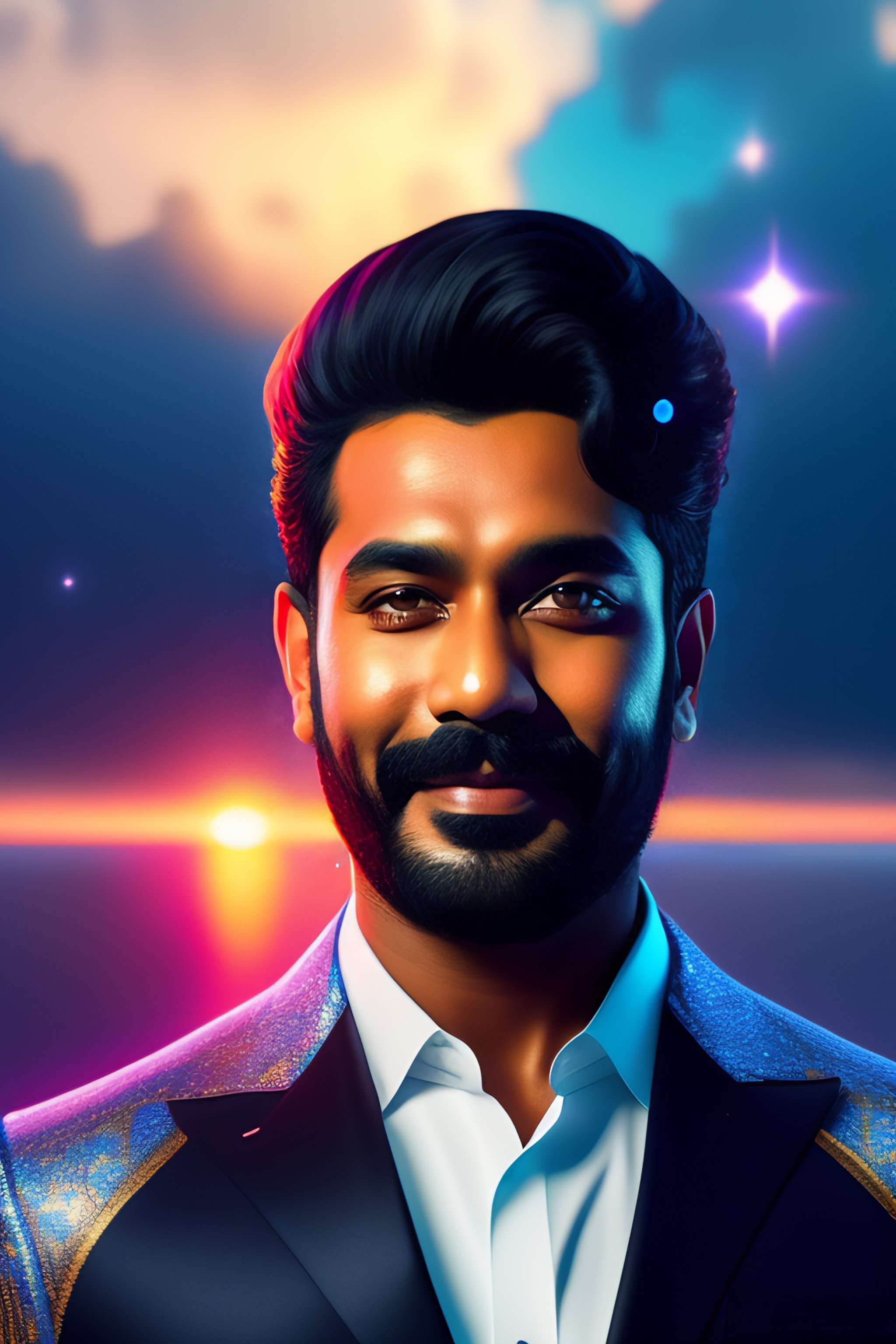 Lexica - Maldives actor yoosuf shafeeu with a galaxy in the background ...