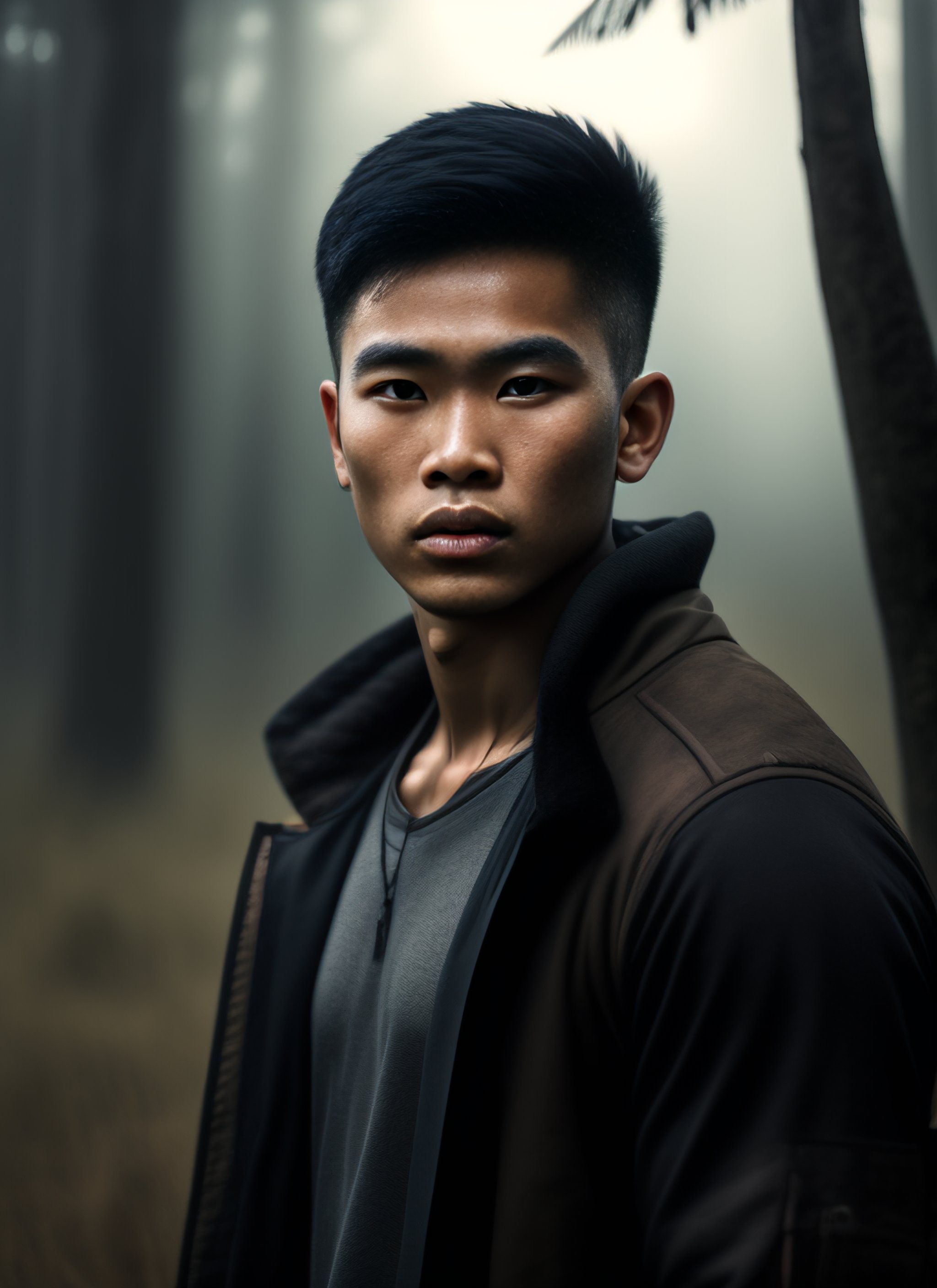 Lexica - A full-body portrait of a filipino young man, in a dark ...