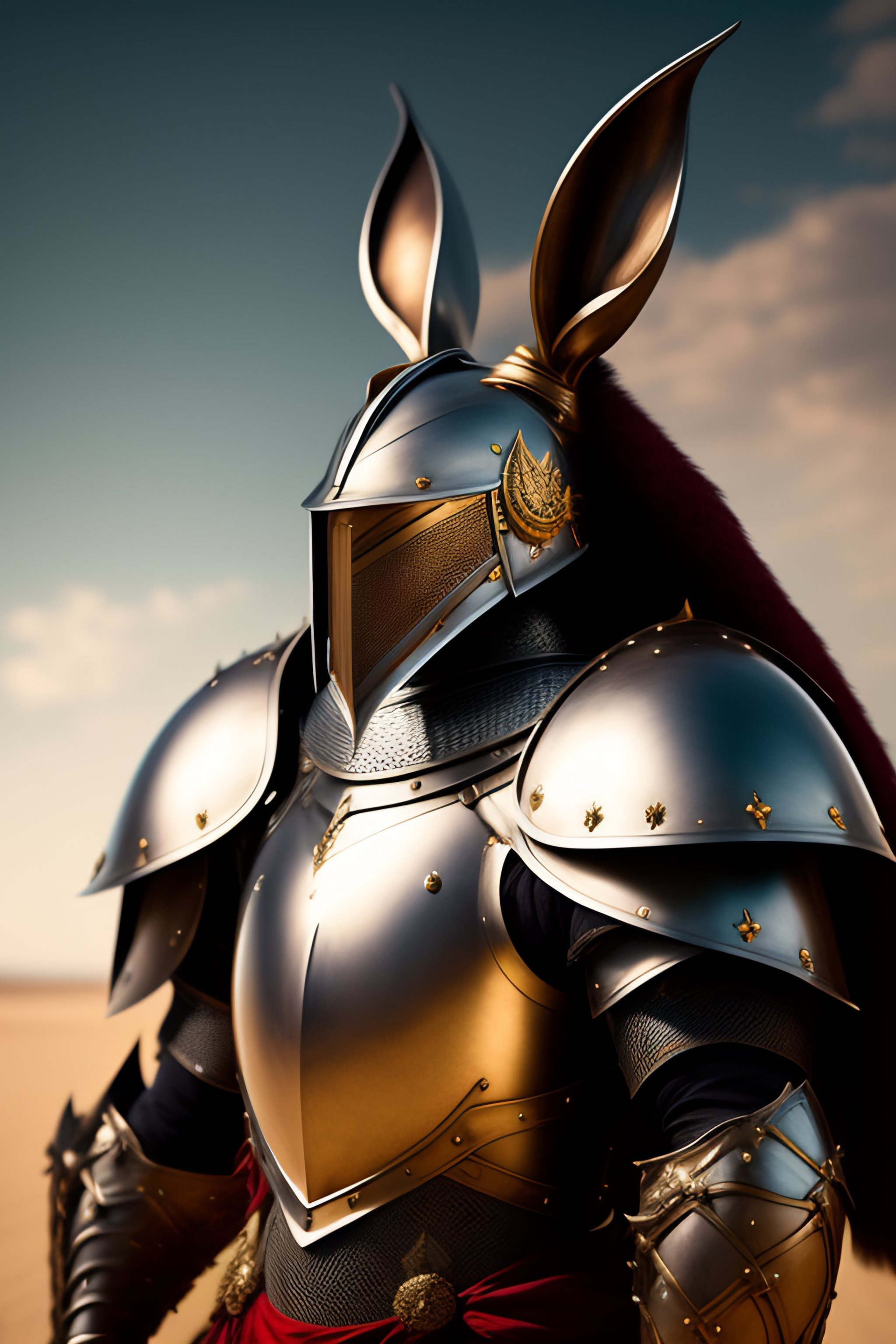 Lexica - Male knight wearing armor. The armor represents a hare.