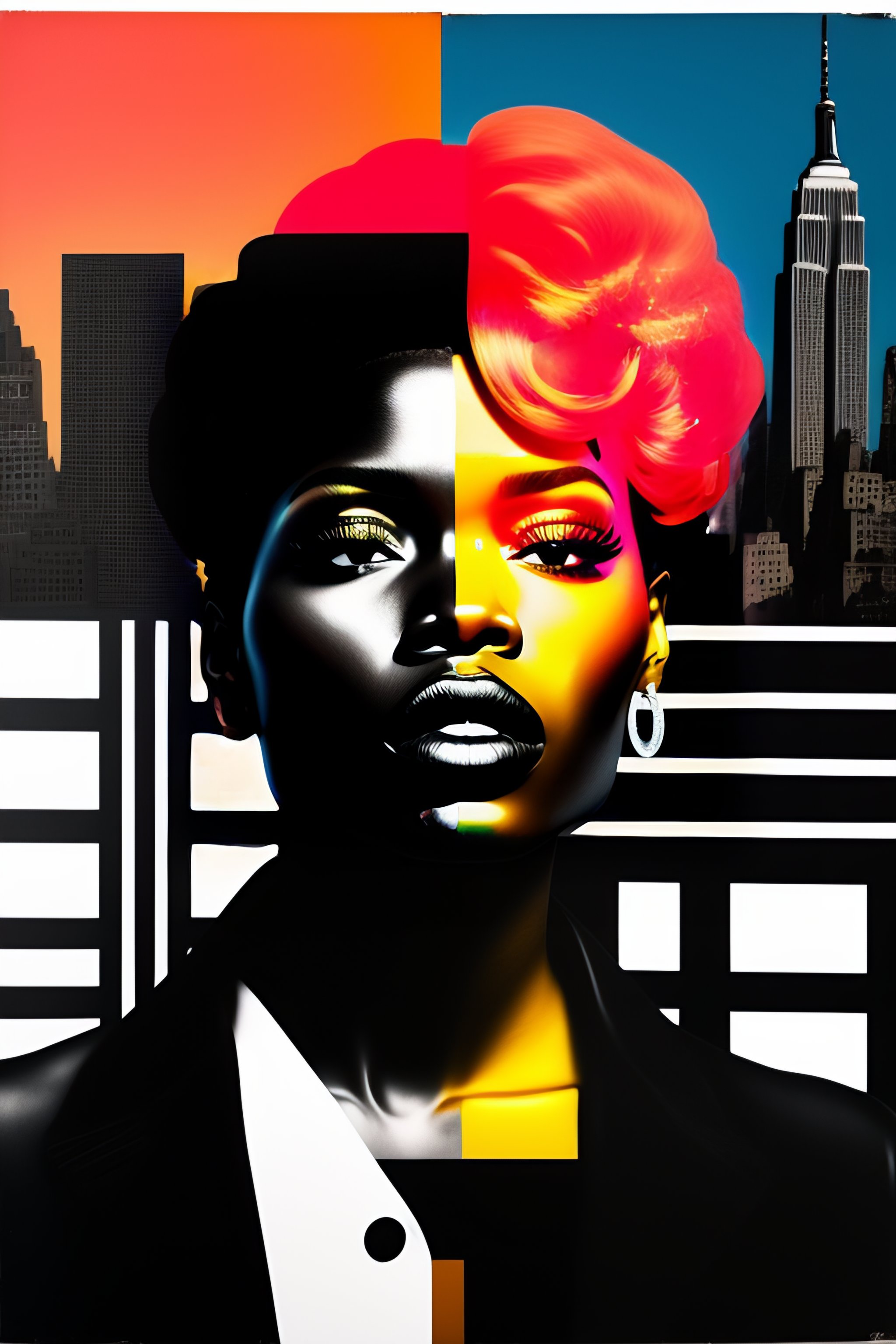 Lexica - Pop art, hyper-black model in the streets of new-york, collage ...