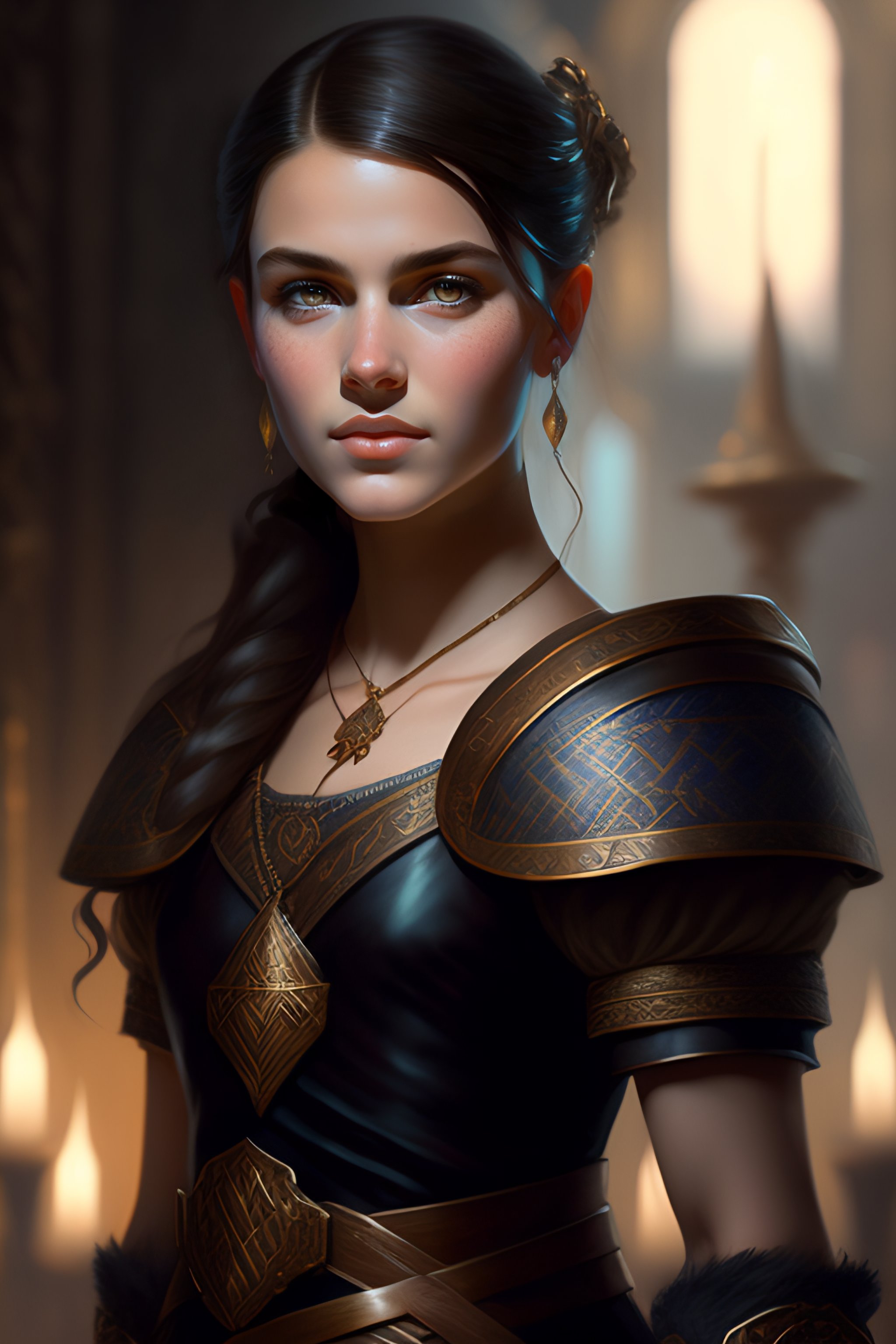 Lexica - Medieval portrait of a viking young woman child dark short ...