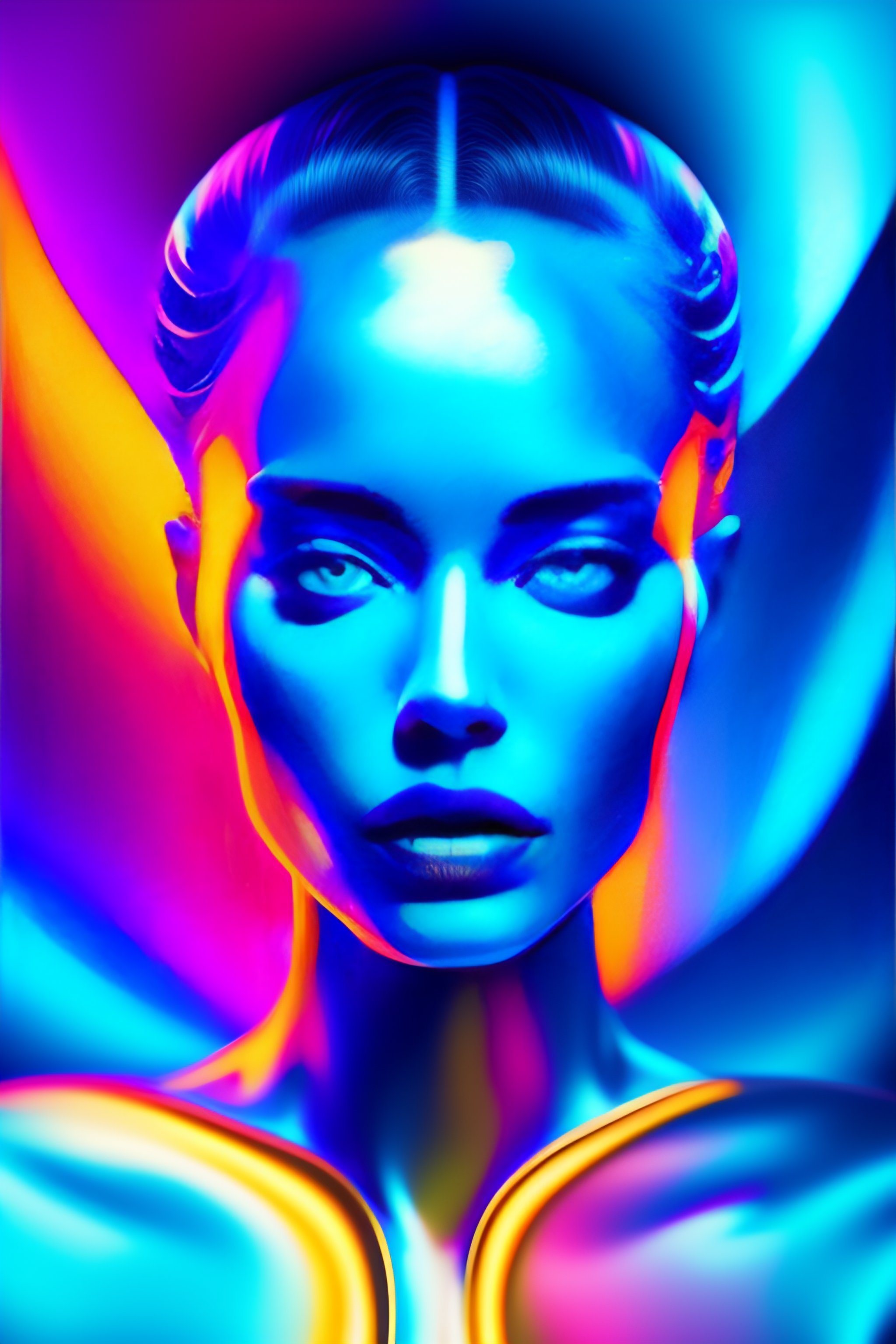 Lexica - Jesus, hyperrealistic, futuristic, colorful, electric blue ...
