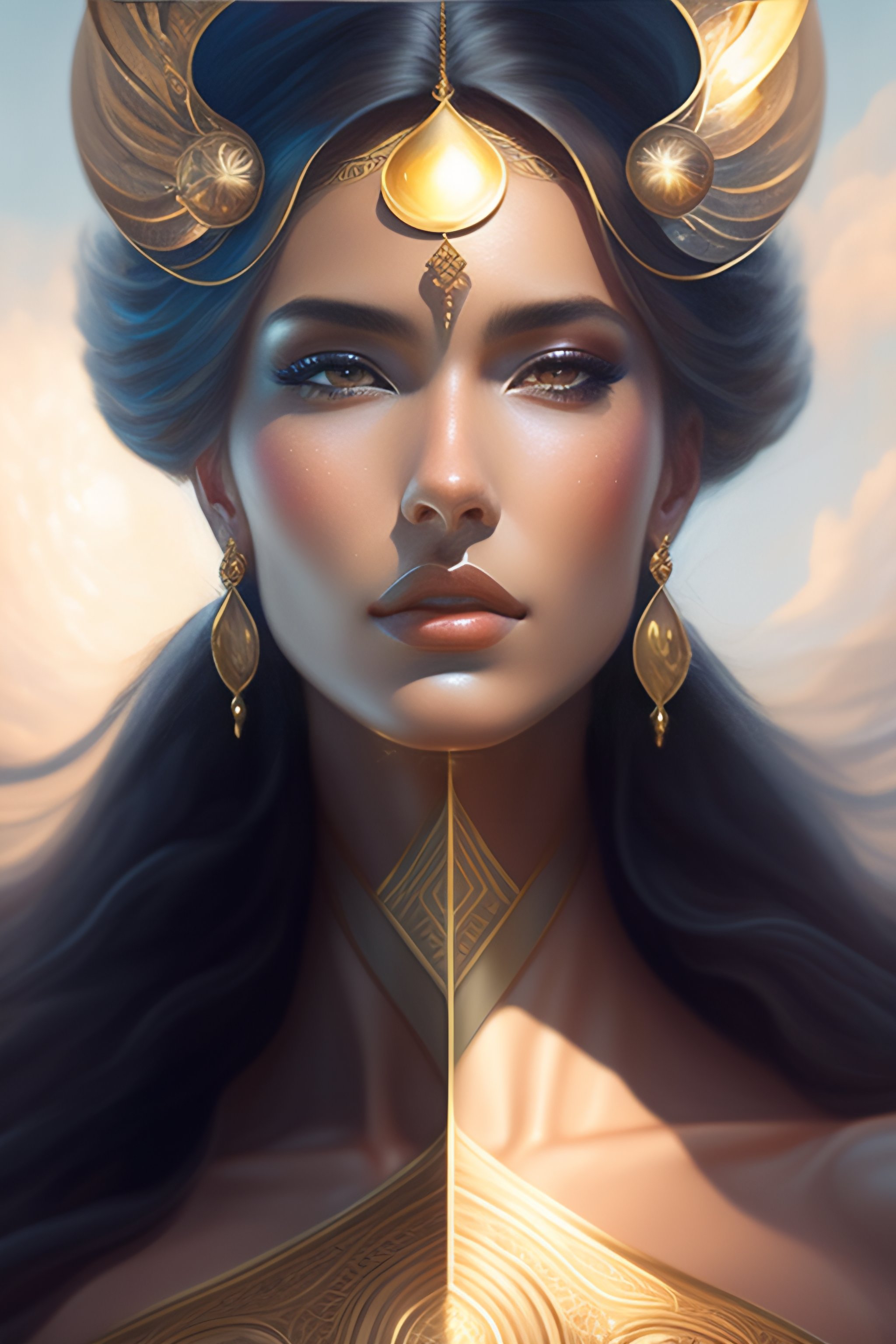 Lexica - Wind blowing sks female hair meditation celestial being ...