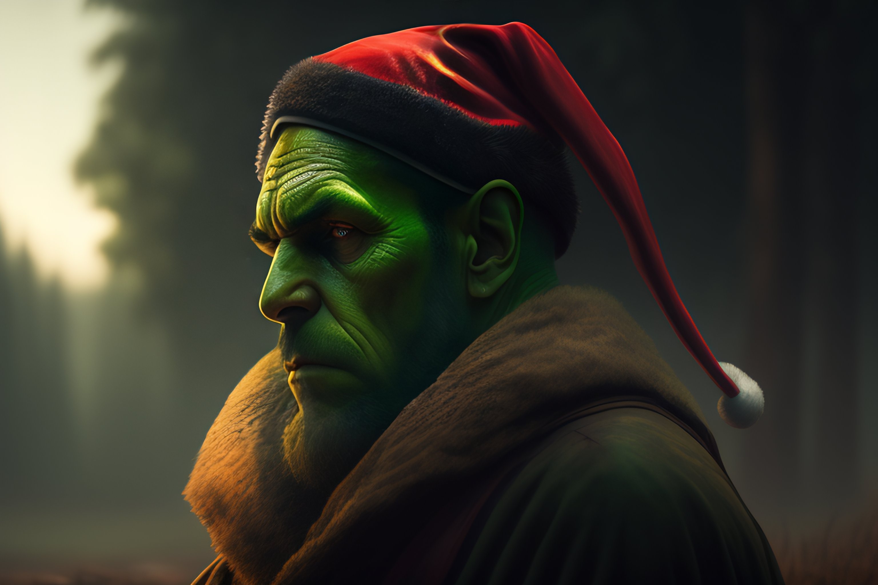 Lexica - A portrait of an exhausted bipedal green monster, dark fantasy ...