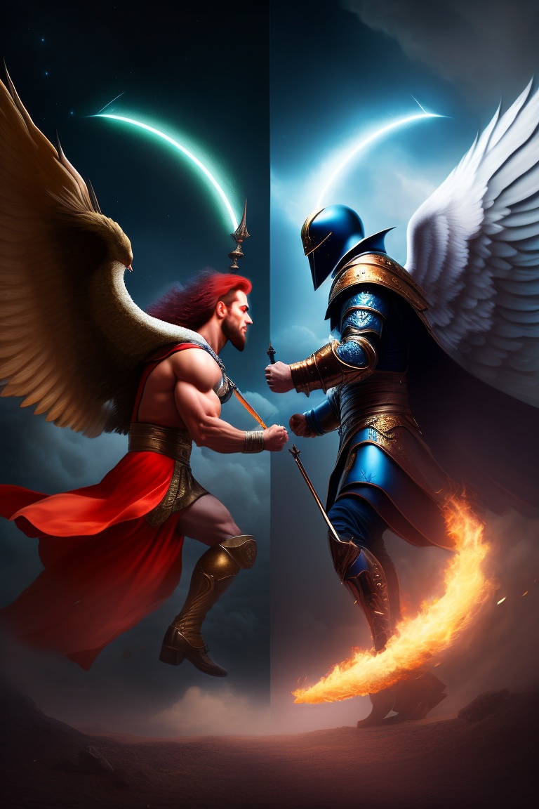 Lexica - Conflict, angel warrior versus the devil in a fight with the ...