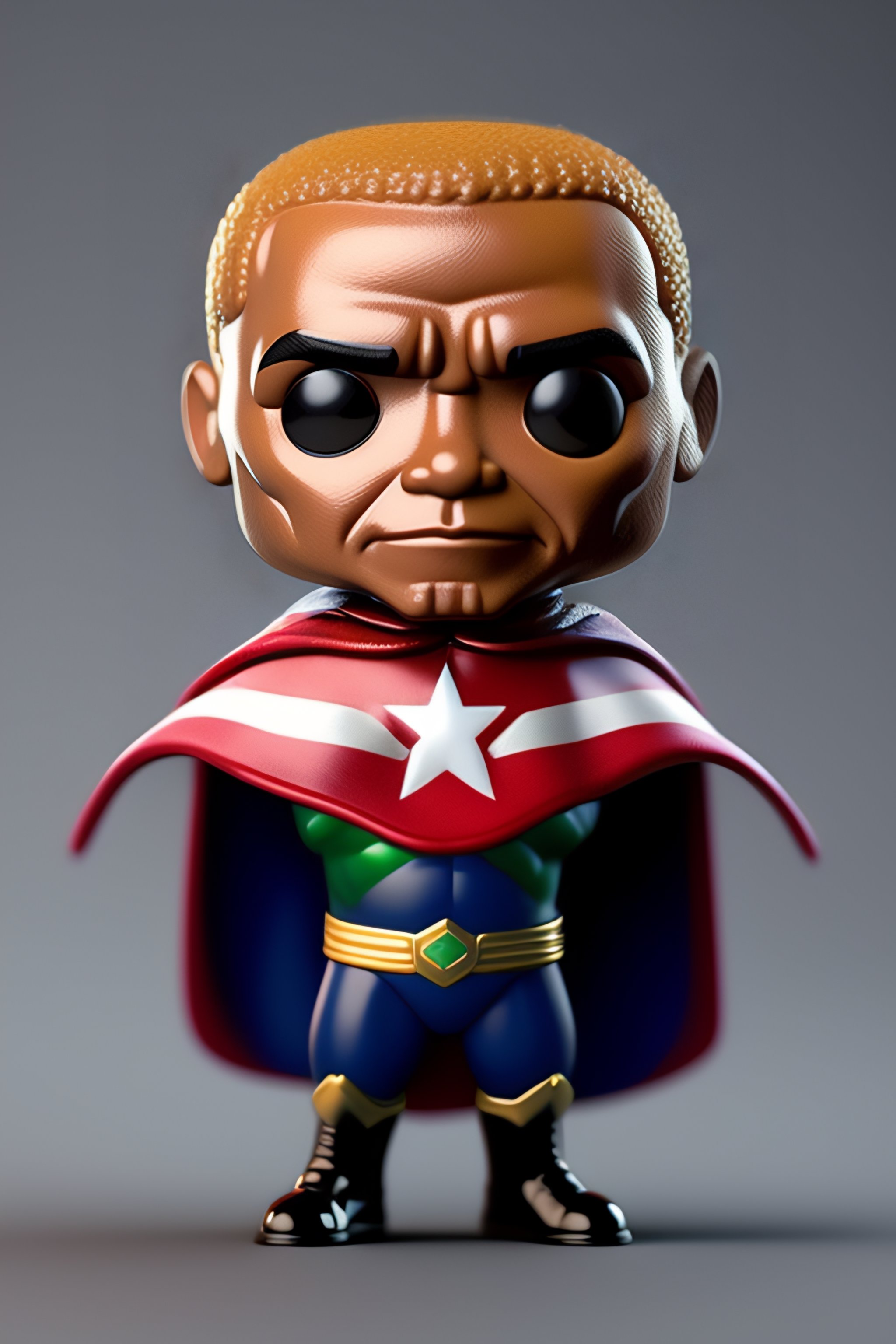 Lexica - 3d render of funko pop obama wearing a brazilian superhero cape