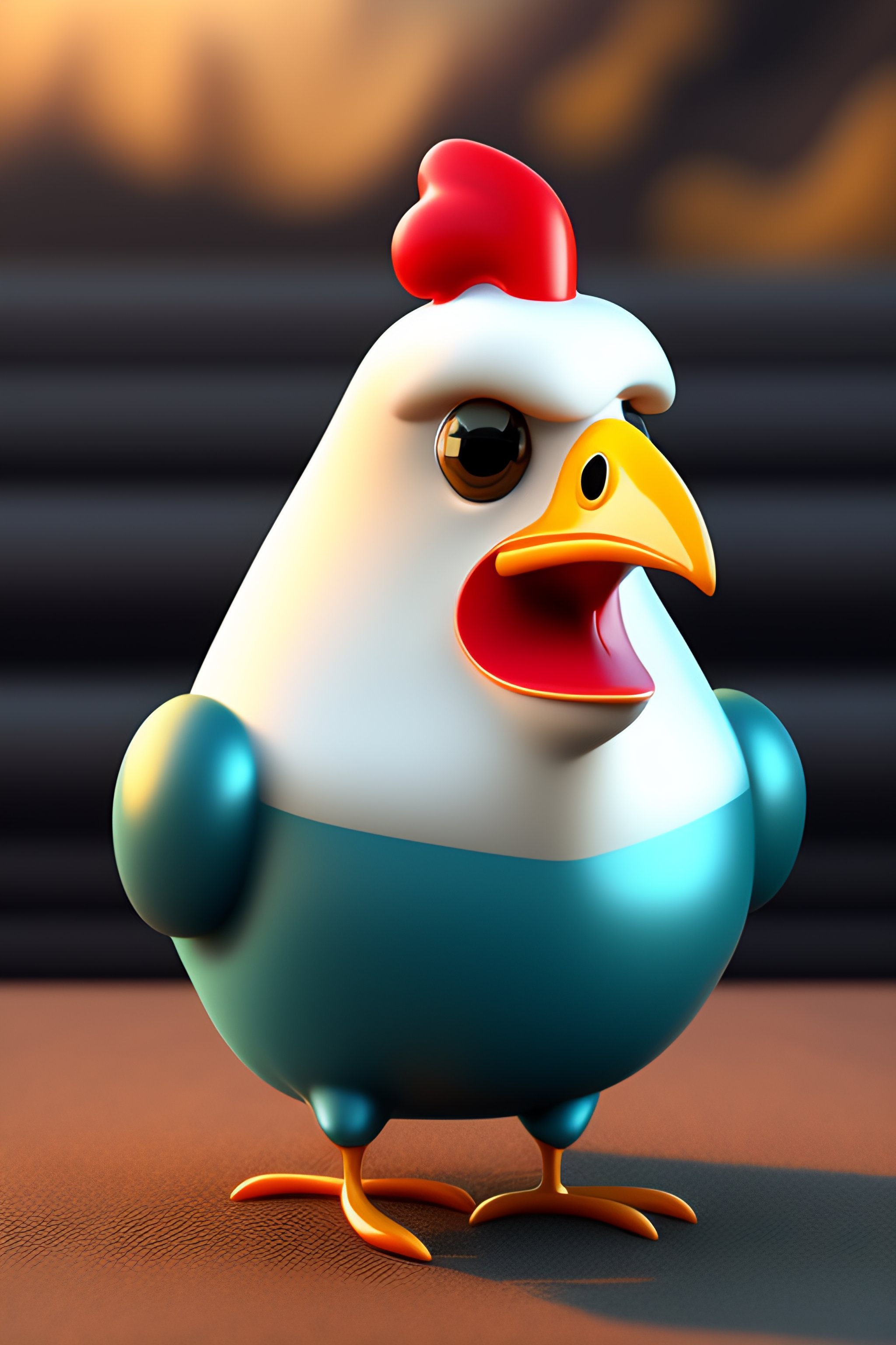 Lexica - Stupid Chicken. 3D cartoon. Human.