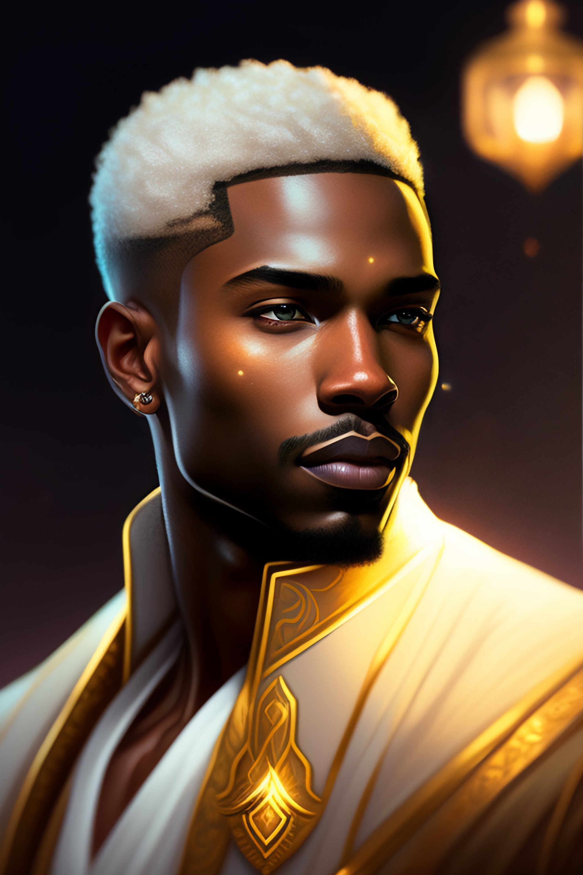 Lexica - Portrait of handsome light skin black man with short blonde ...