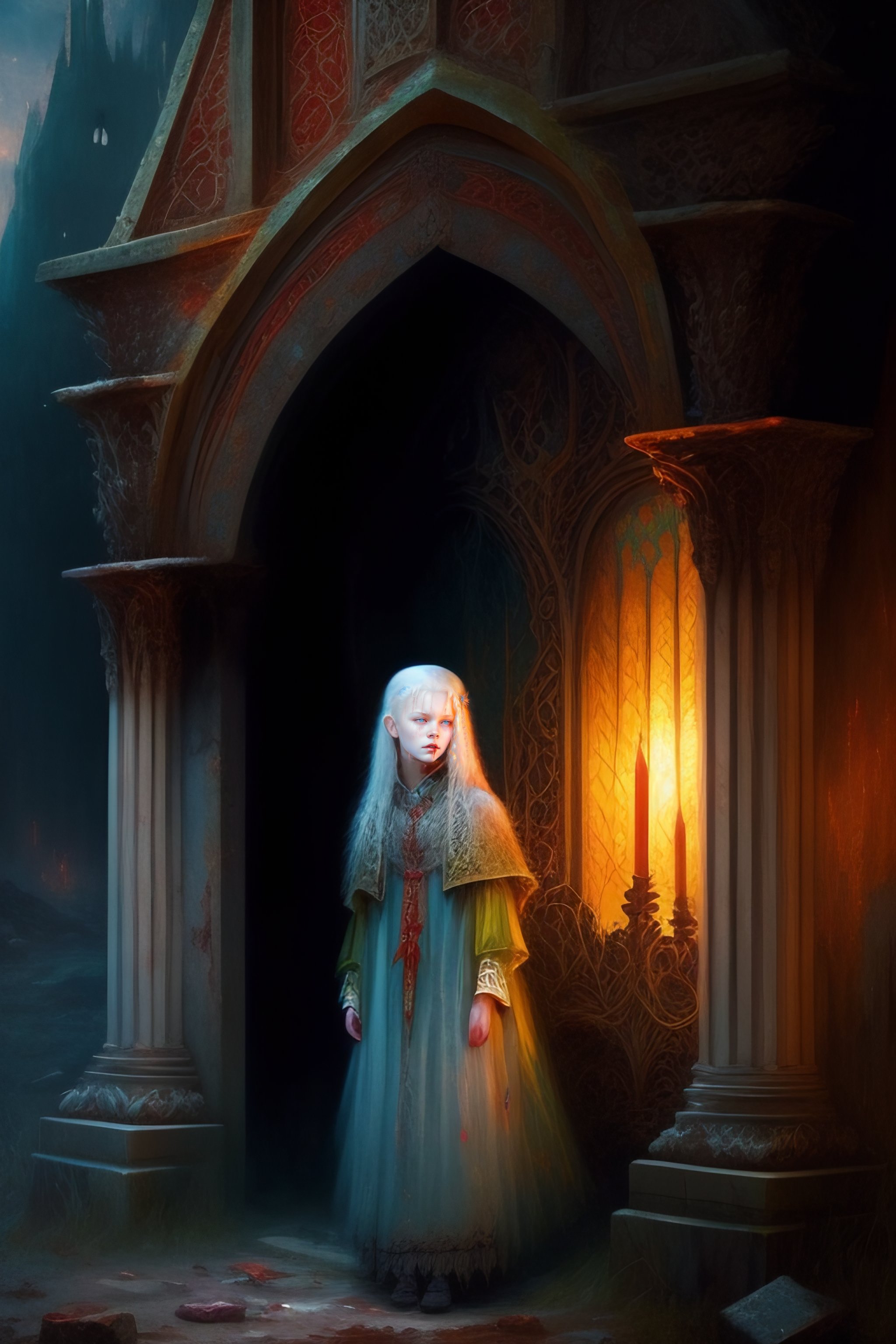 Lexica - 12 years old crying albino vampire female in a abandoned ...