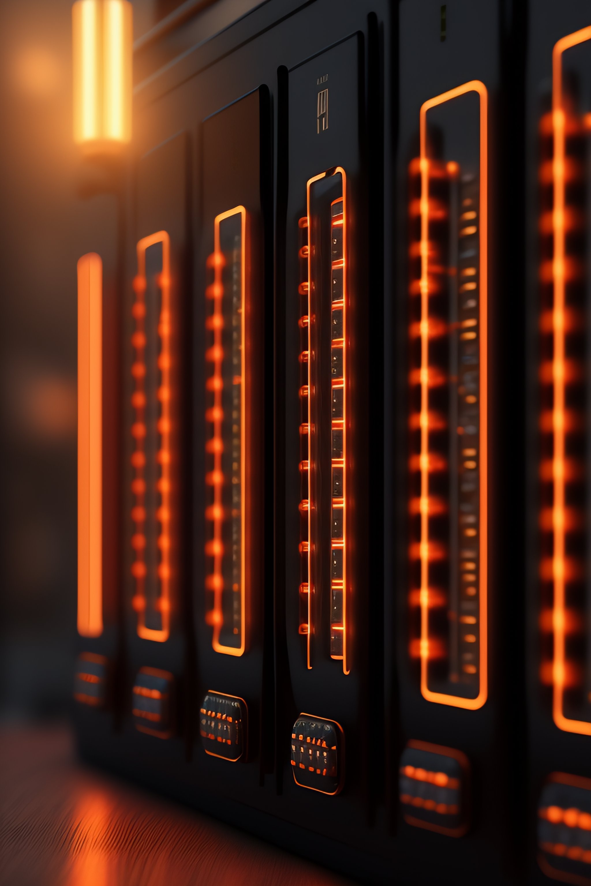 Lexica - A steampunk style control panel of glowing switches, dials ...