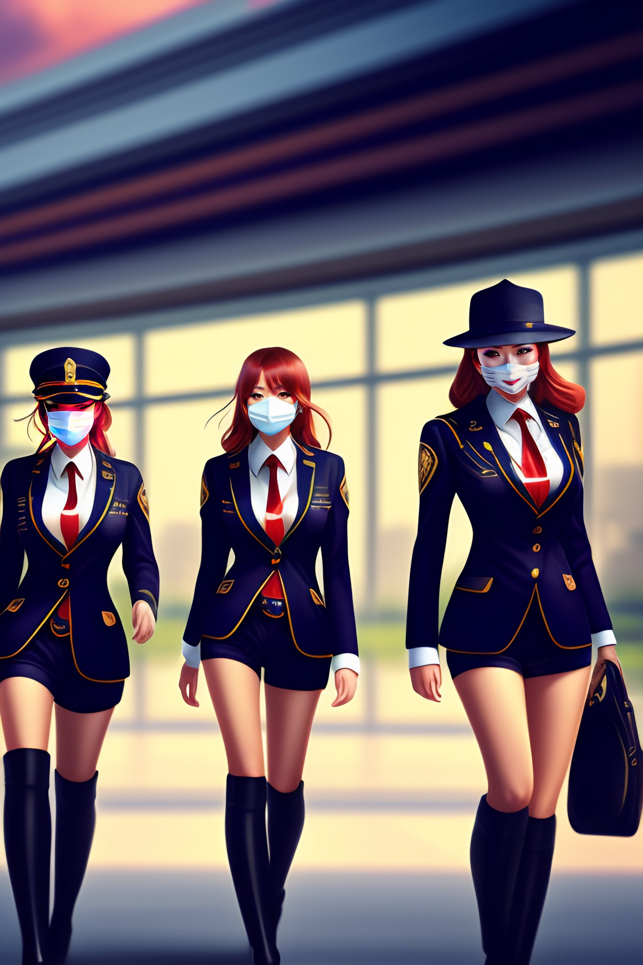 Lexica - Bankrobber anime girls in a group with suit, masks and guns ...