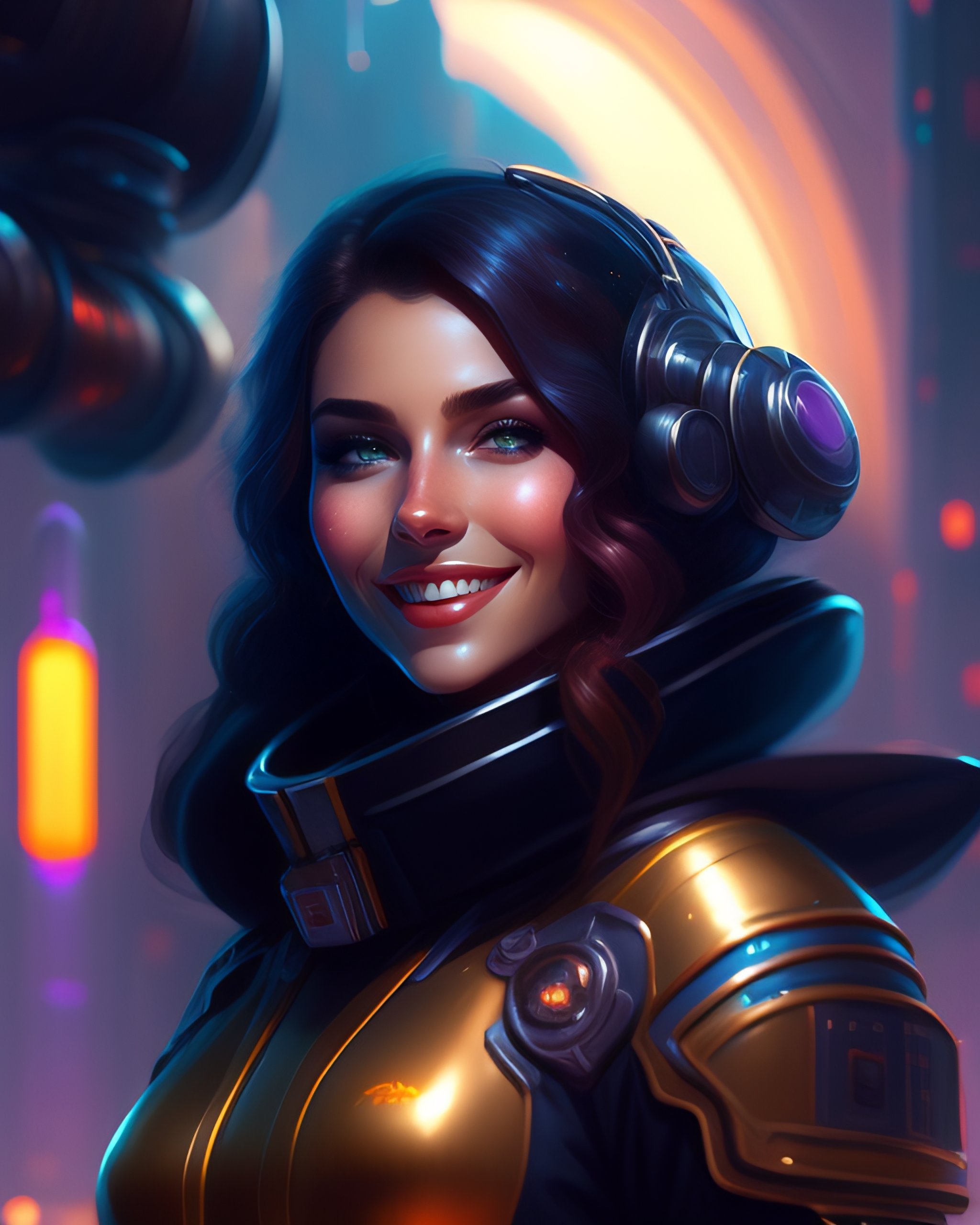 Lexica - Beauty emo girl smiling on a little futuristic city, deep ...