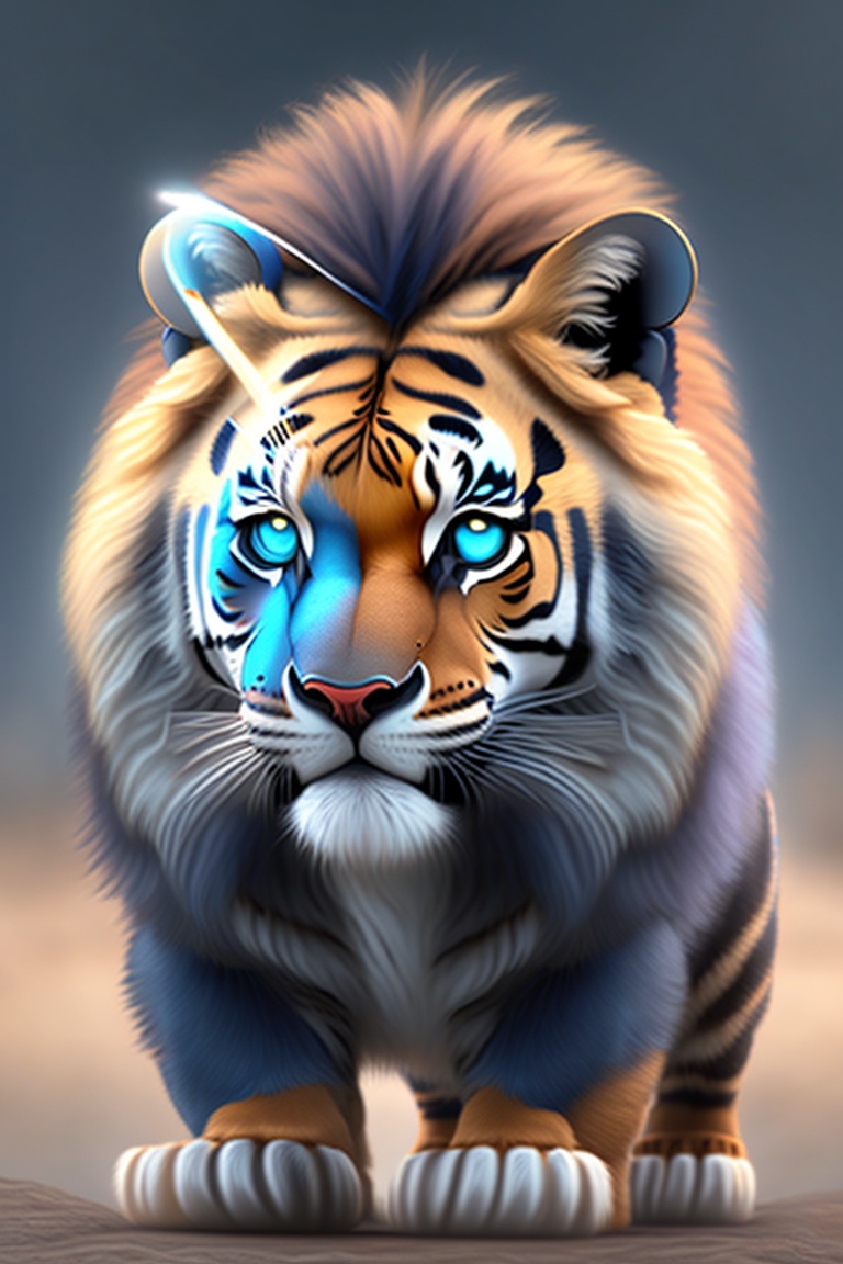 Lexica - Tiger, lion, minion blue eyes, no glasses