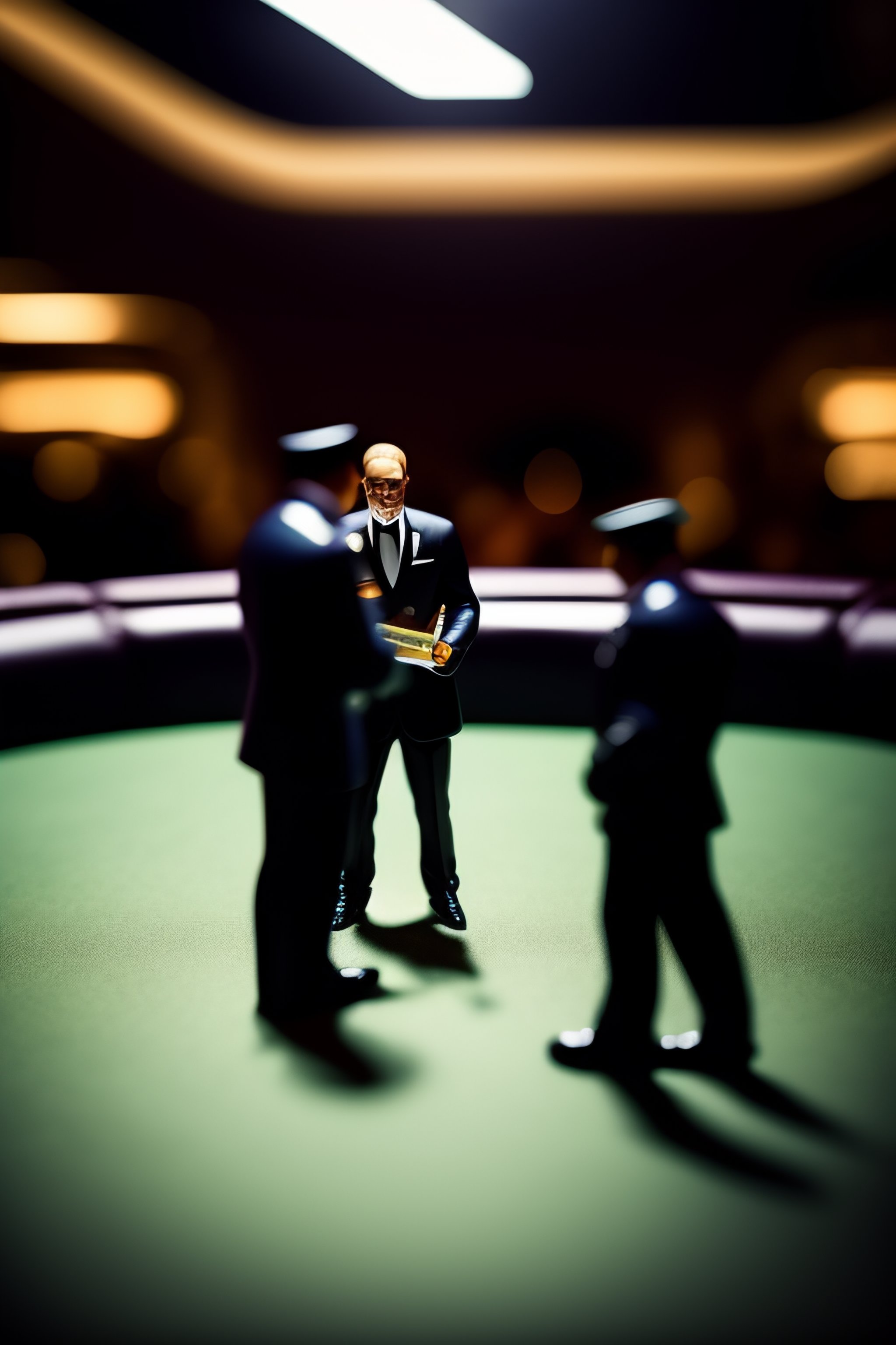 Lexica - Two miniature men dressed in all black dancing on the poker ...