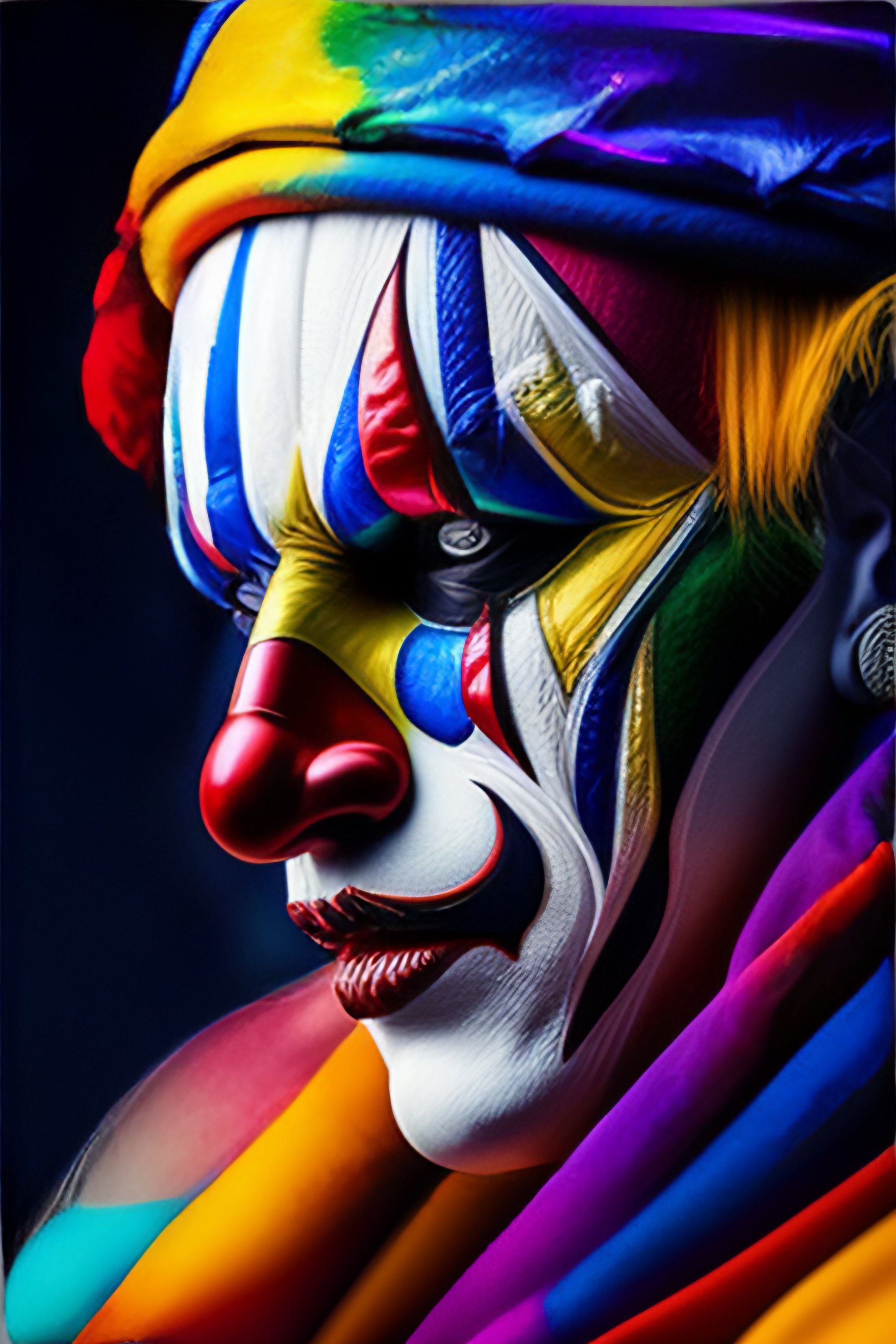 Lexica - Colorful teriffying portraits of a scary masked clown stunning ...