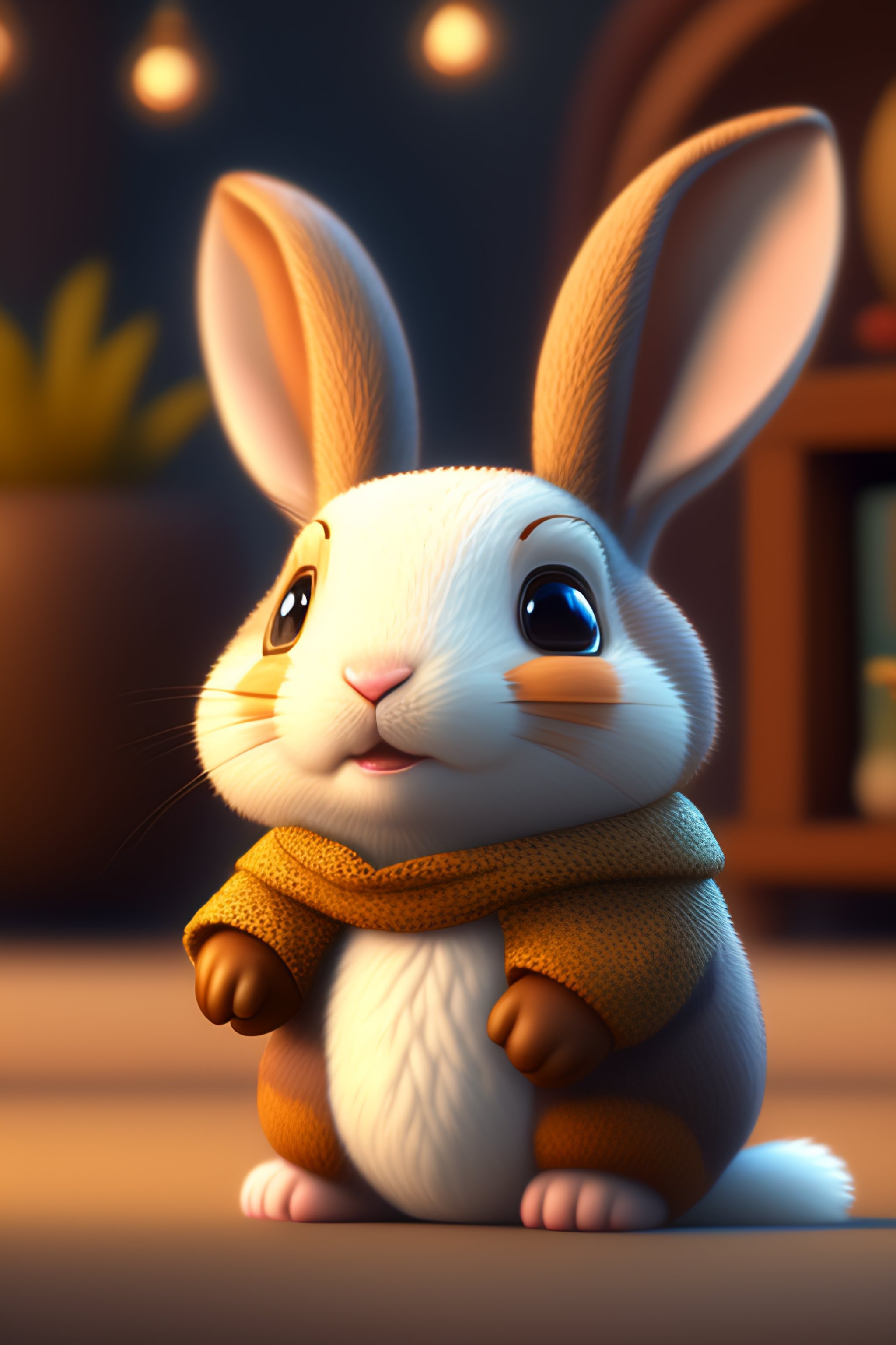 Lexica - Cute small cartoon rabbit smiling, unreal engine, cozy indoor ...