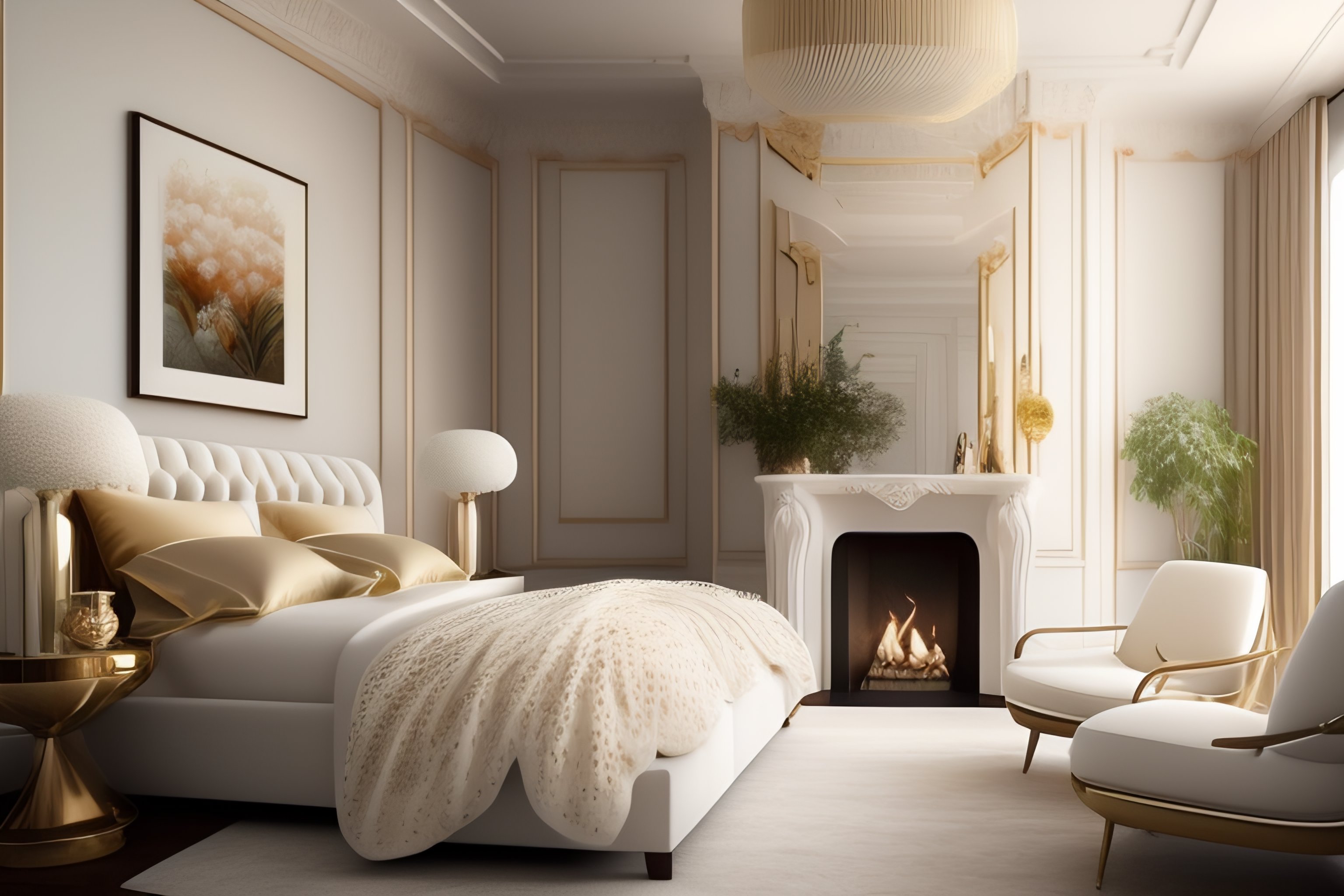 Lexica - A room with cream walls that are accented with beige, and wood ...