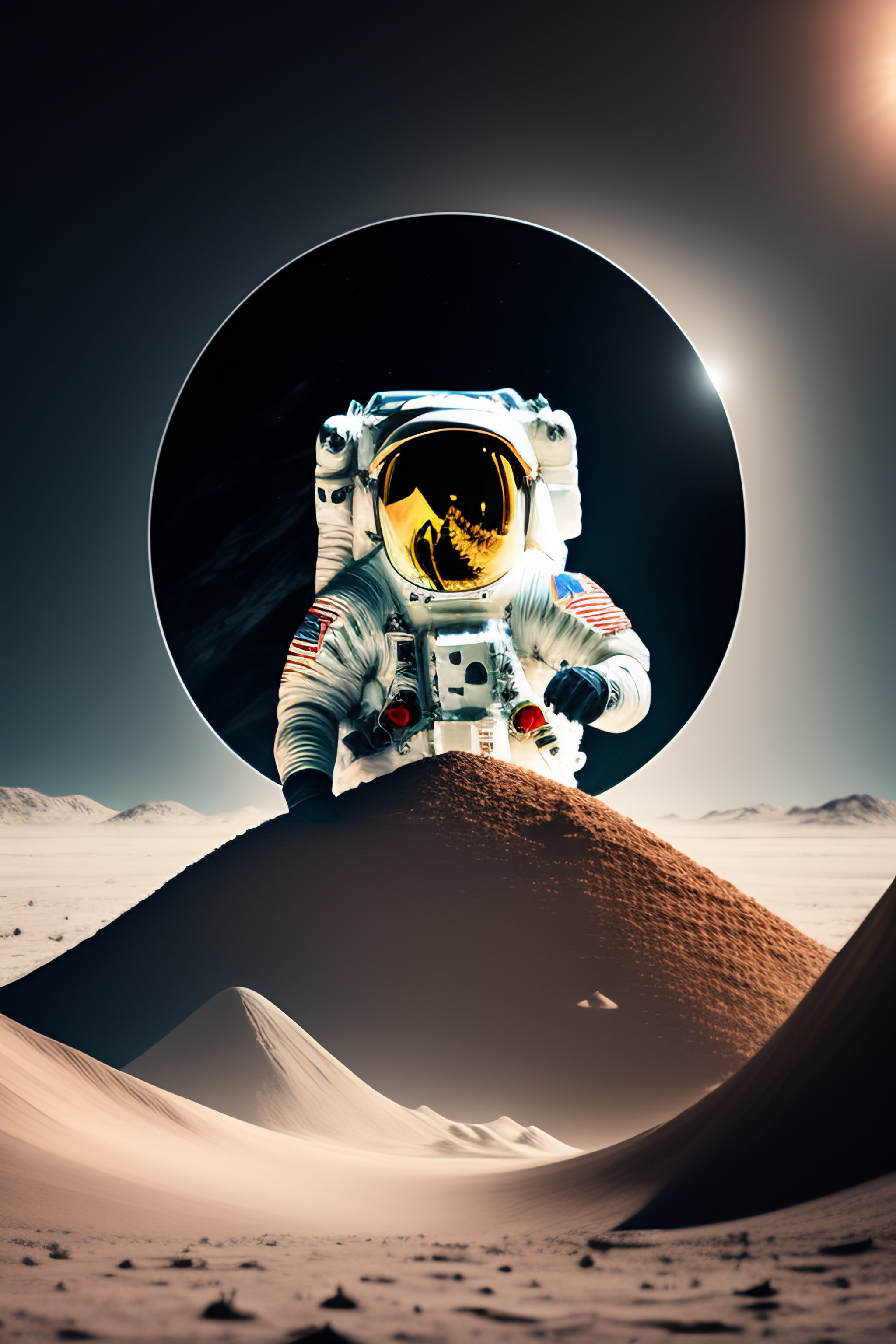 Lexica - Portrait of an astronaut on the moon stacking up moon rocks