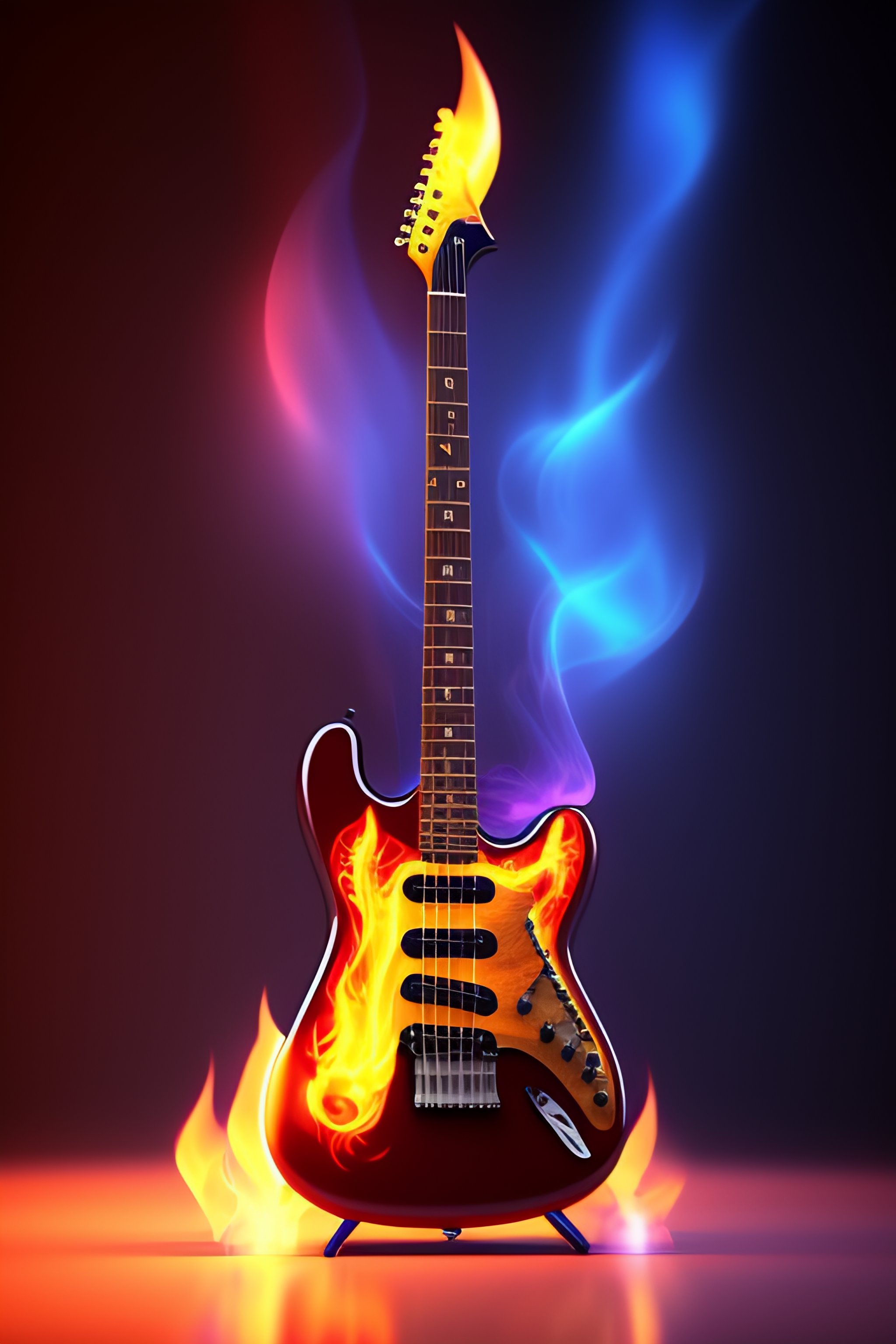 Lexica - Epic guitar with flames, 3D octane render