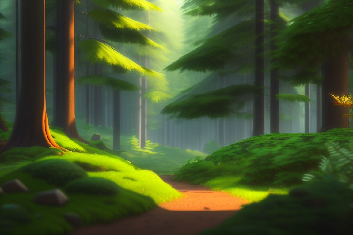 Lexica - Forest grove, ground covered with moss, Anime style , 4K