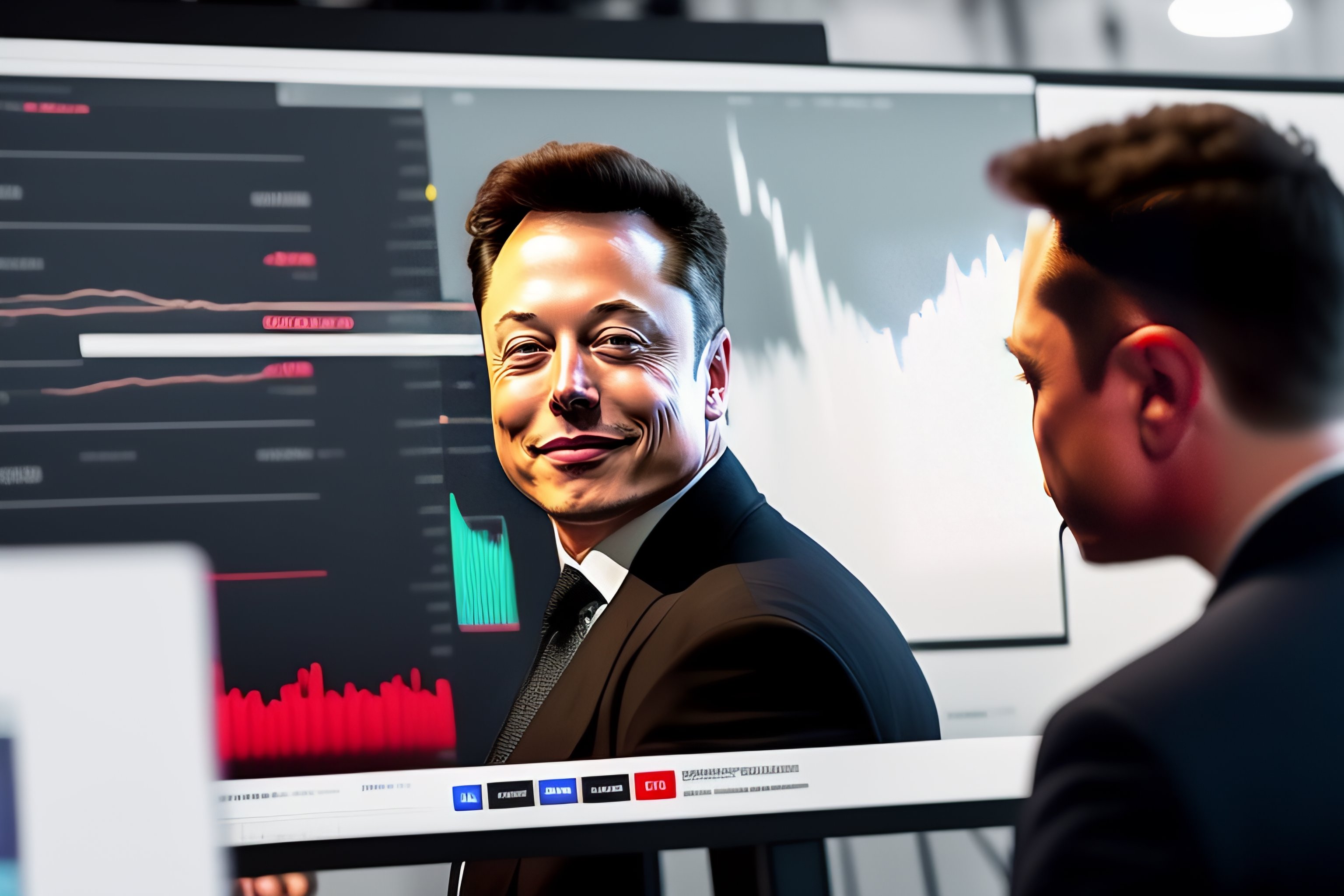Lexica - Elon Musk watching tesla stock chart on whiteboard collapse ...