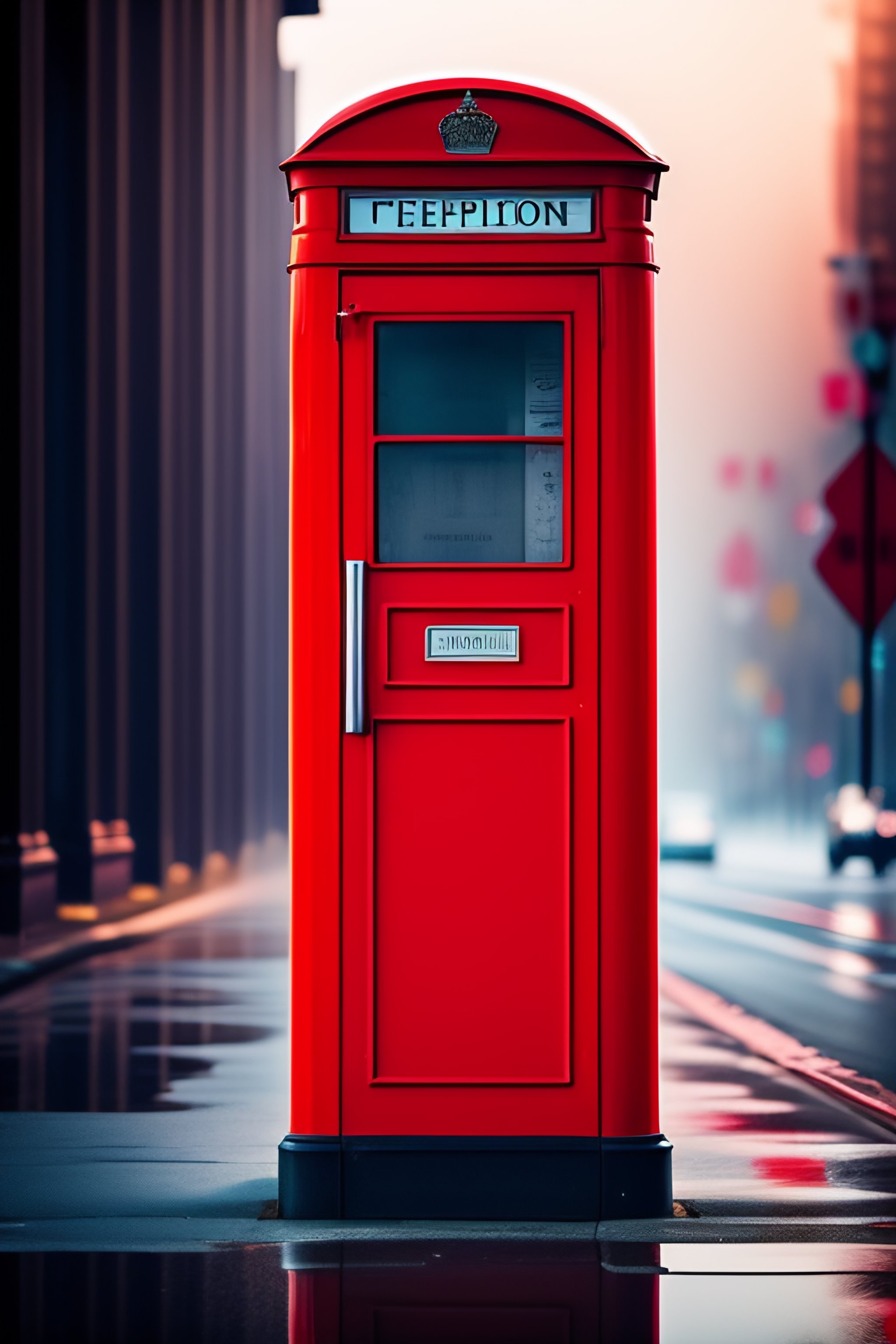 Lexica - Color splash wide photo, of red phone booth in, the middle of ...