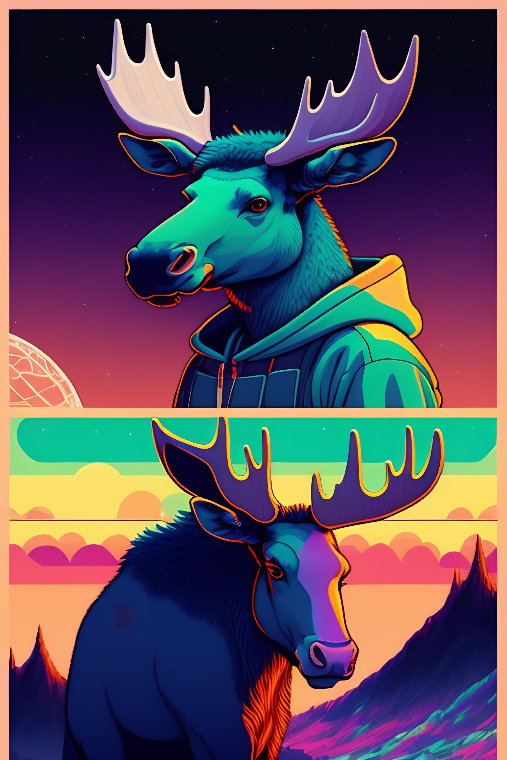 Lexica - Photo of a moose teacher monster in the space, style of laurie ...