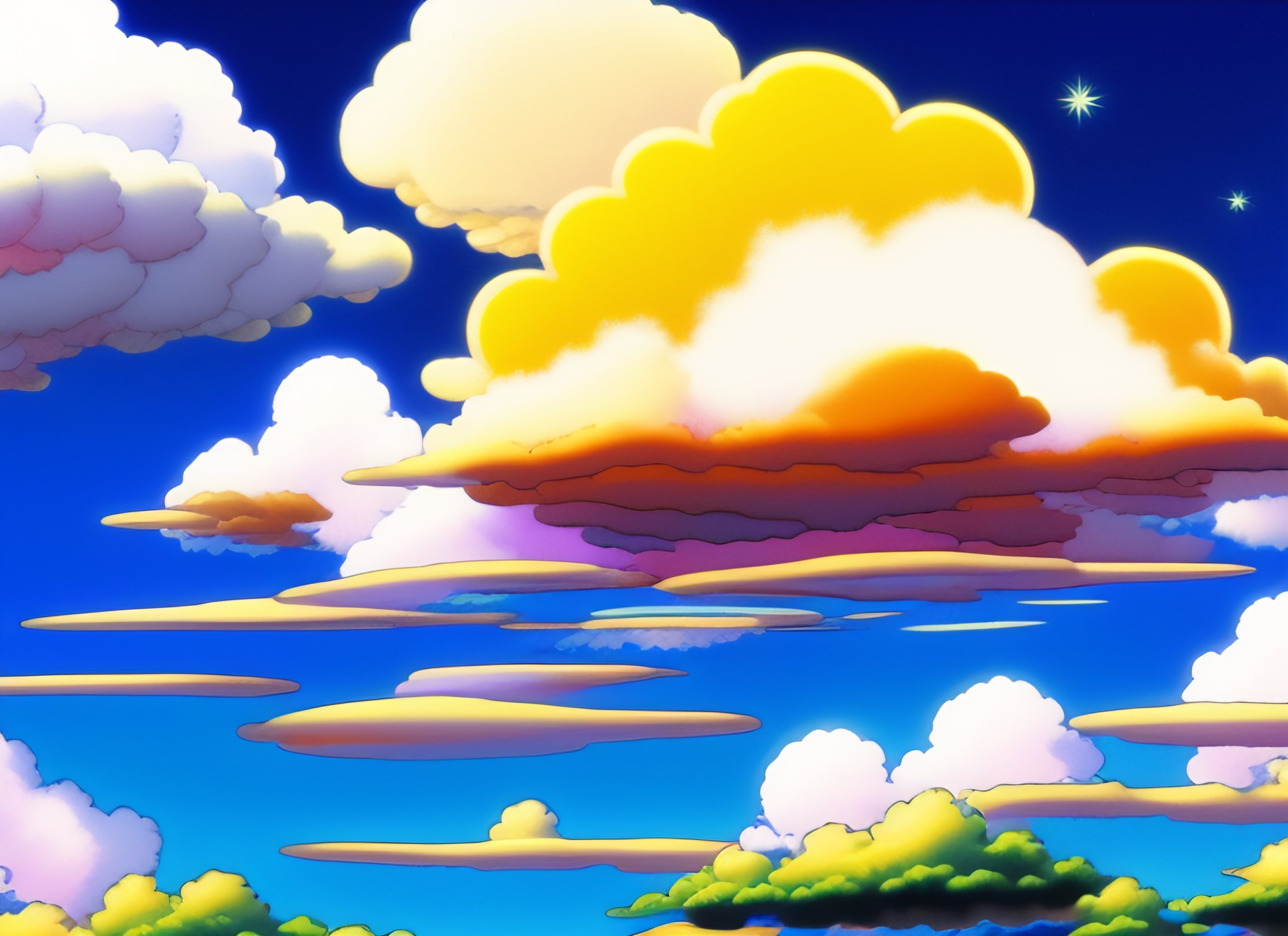 Lexica - Up close picture of the sky with clouds, illustration by ken ...