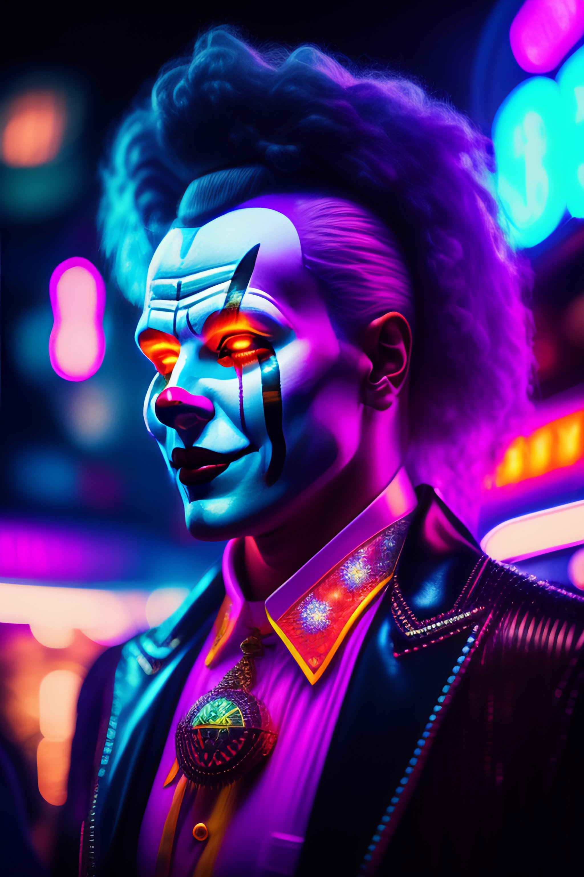 Lexica - Ghost clown in a cyberpunk casino filled with neon gas and ...
