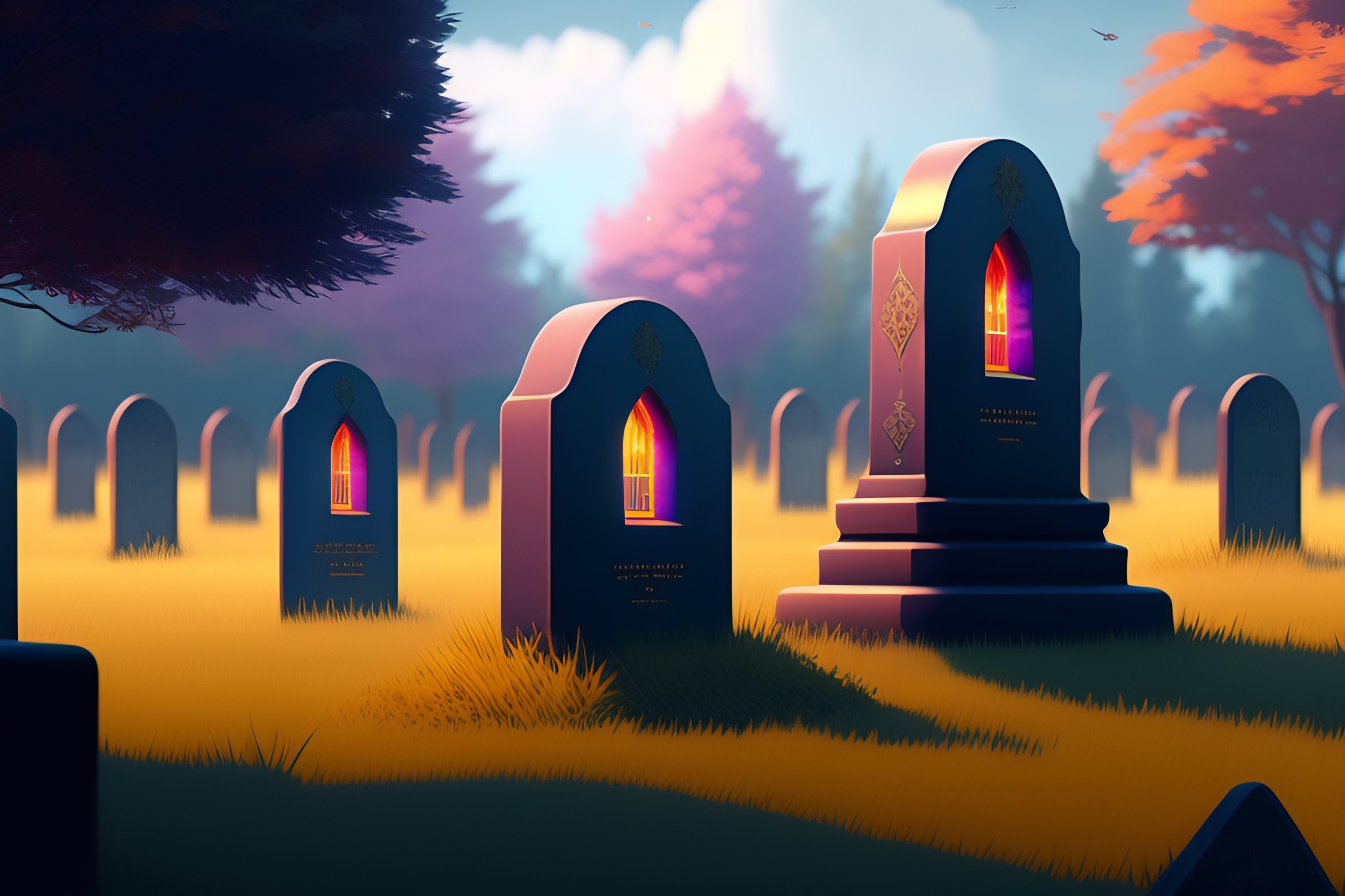 Lexica - Graveyard with basic headstones no markings, Canadian, highly ...