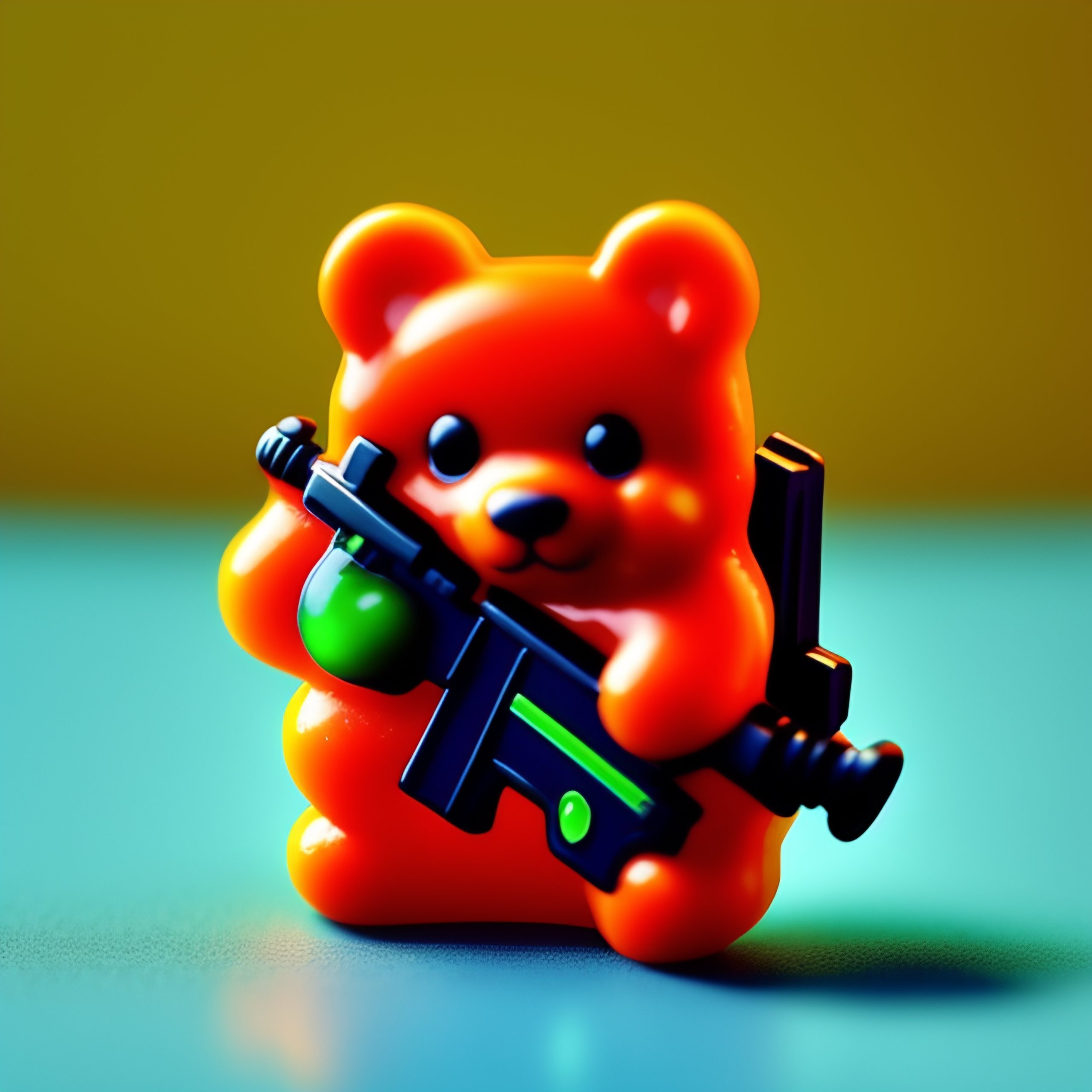 Lexica - Adorable gummy bear, hand drawn, 90s anime style, holding a ...