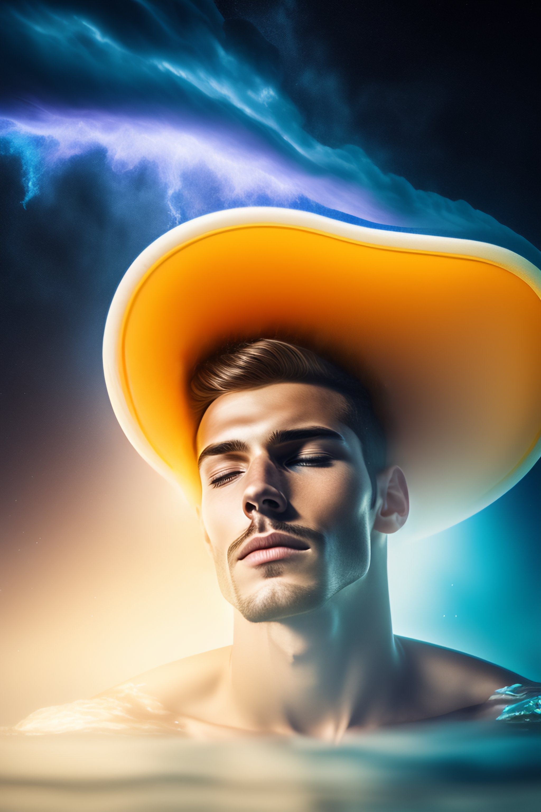 Lexica - 3D a young tall guy floating while sleeping in a very huge ...