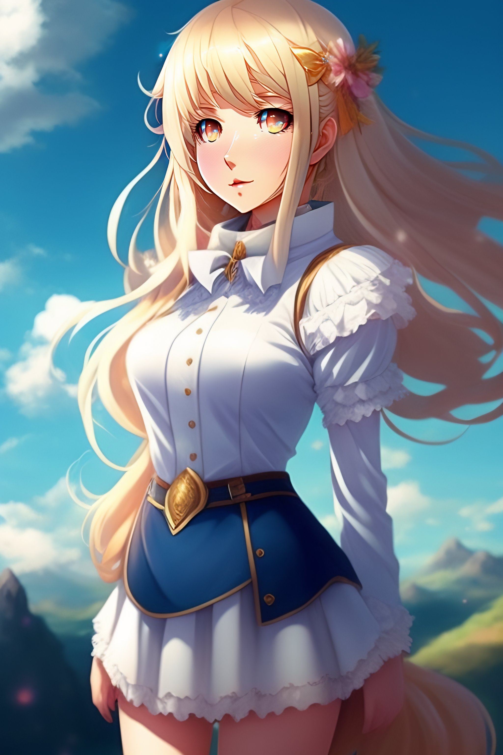 Lexica - FGO anime girl Blond, long hair, blue eyes and a pretty smile ...