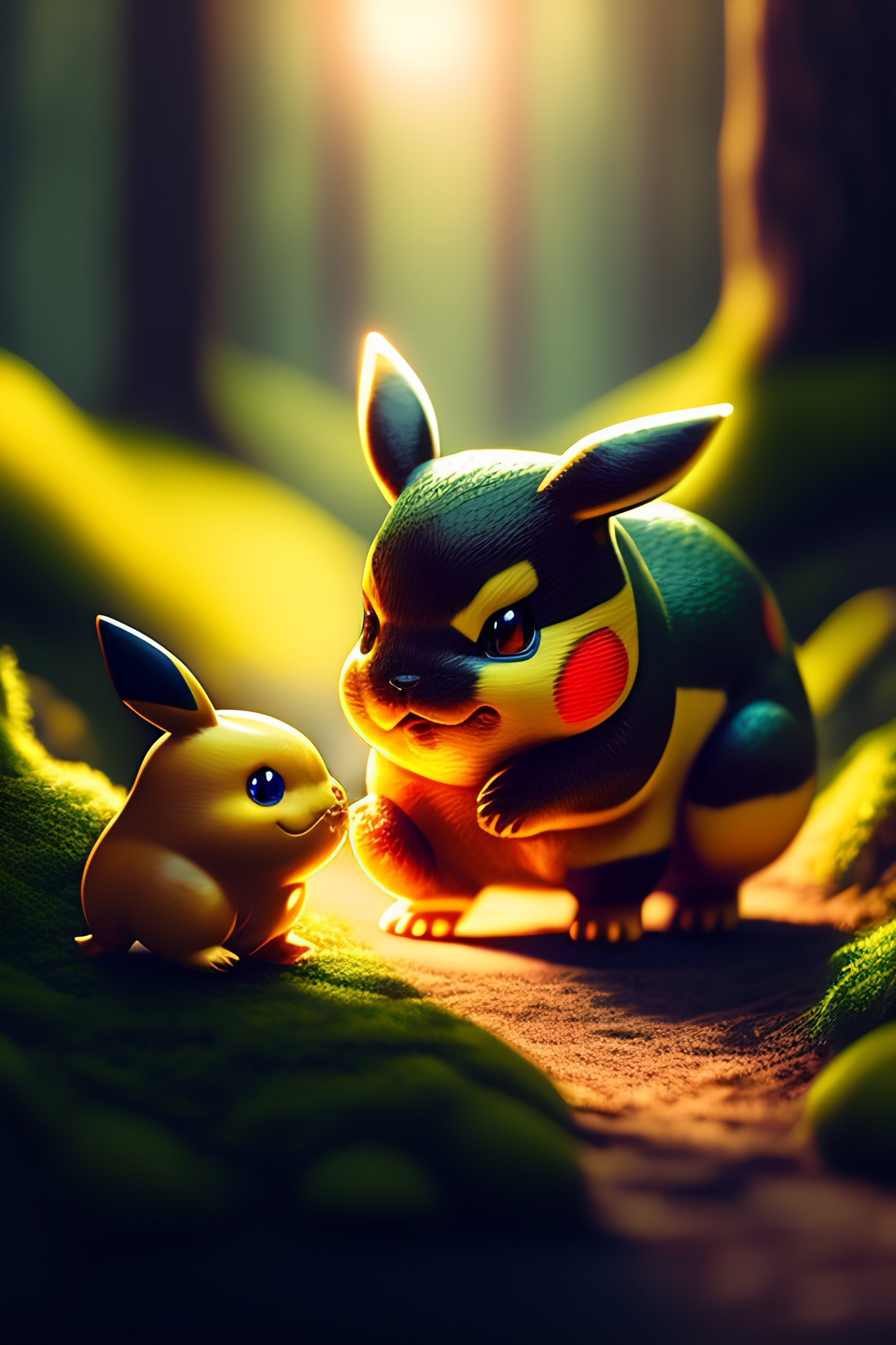 Lexica - Pikachu fighting against bulbasaur in a realist style, in a ...